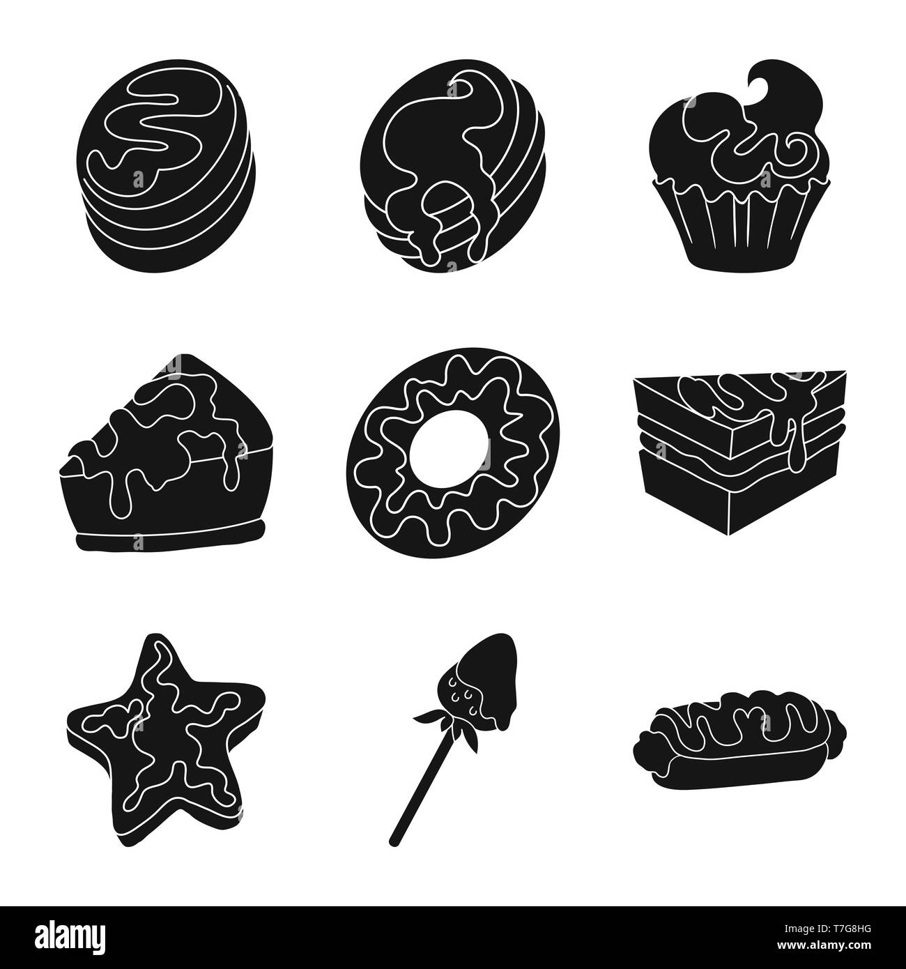 Isolated object of sweetness and product symbol. Collection of ...