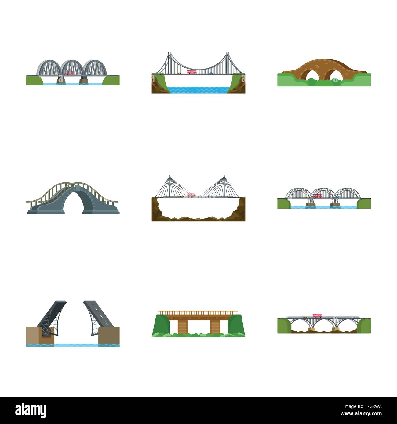 Vector design of bridgework and bridge logo. Collection of bridgework ...