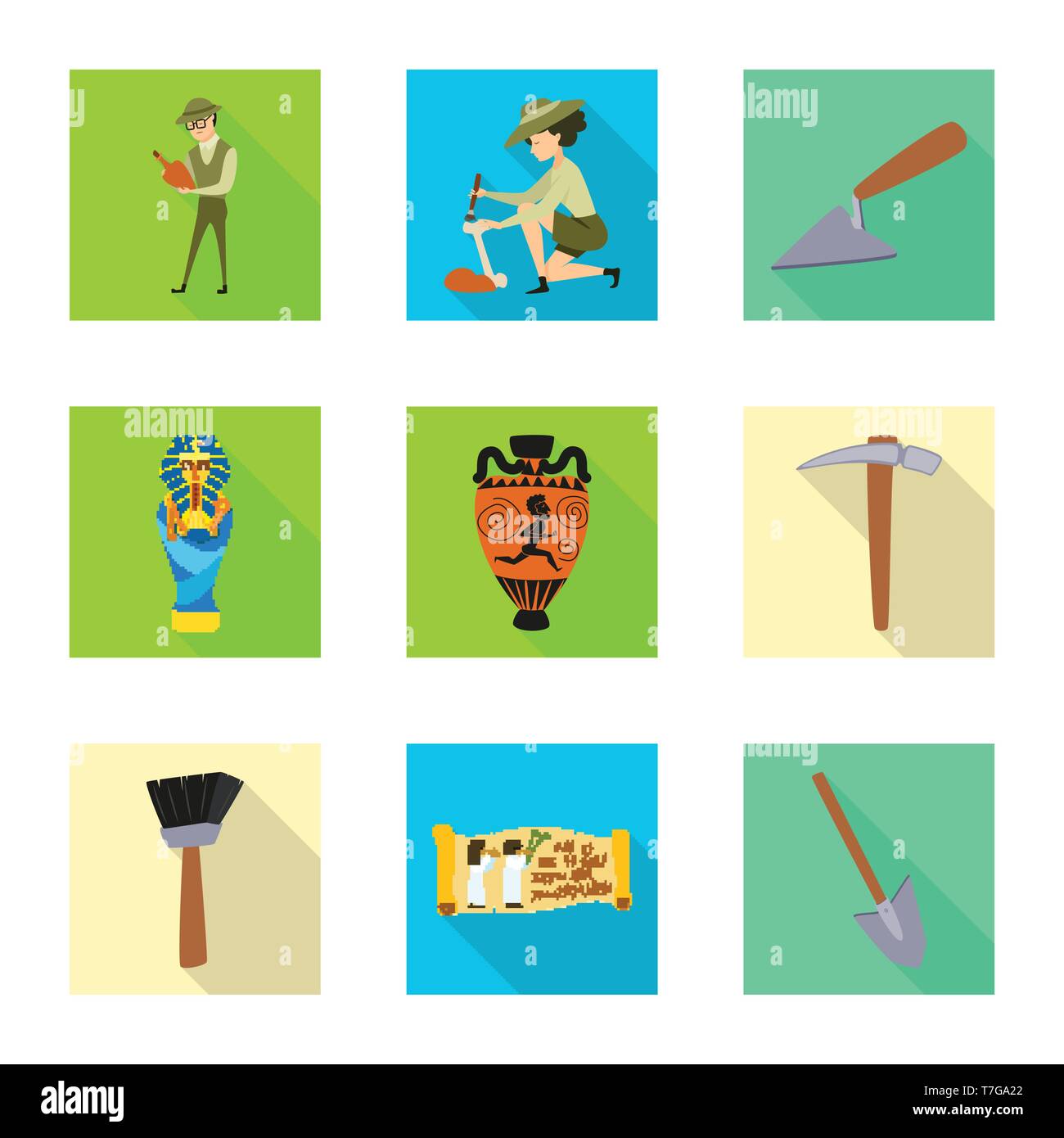 archaeologist,tool,sarcophagus,amphora,pickaxe,brush,scroll,shovel ...