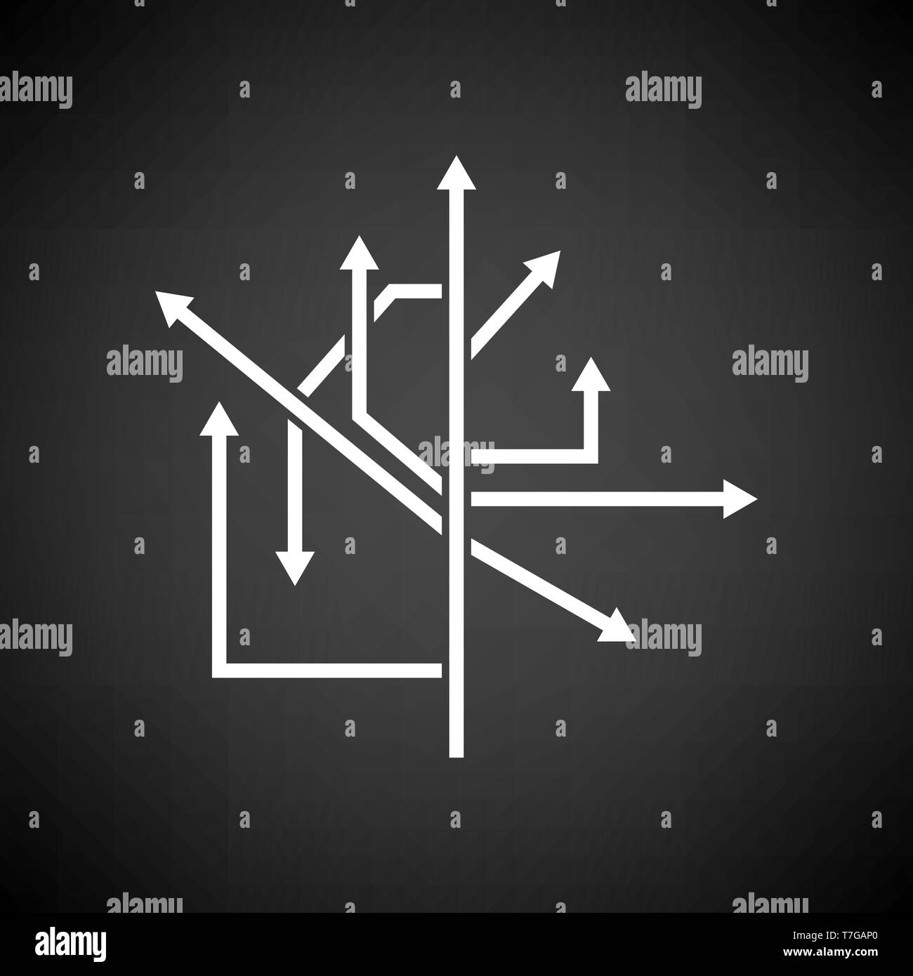 Direction Arrows Icon. White on Black Background. Vector Illustration ...
