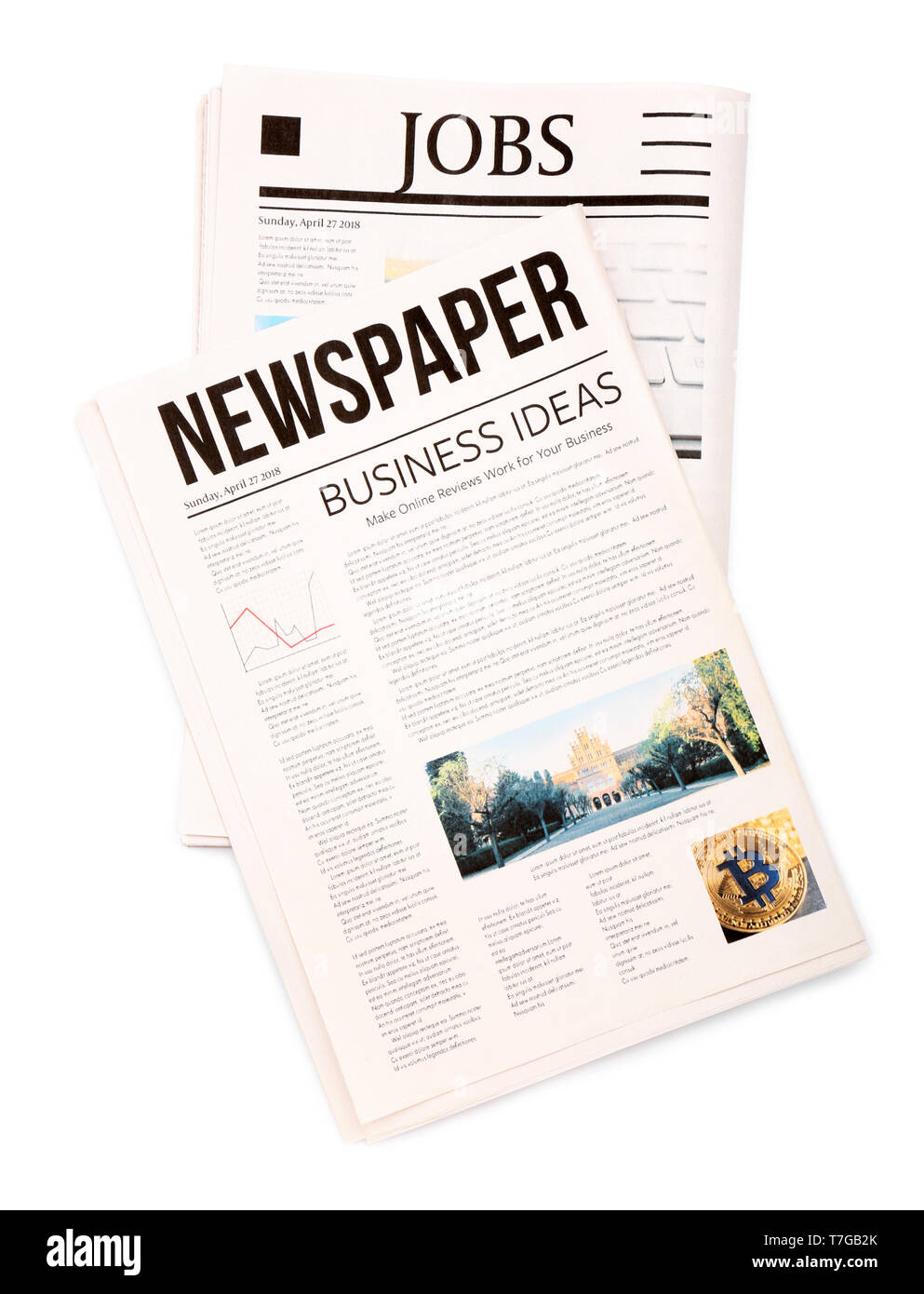 Newspapers on white background Stock Photo - Alamy