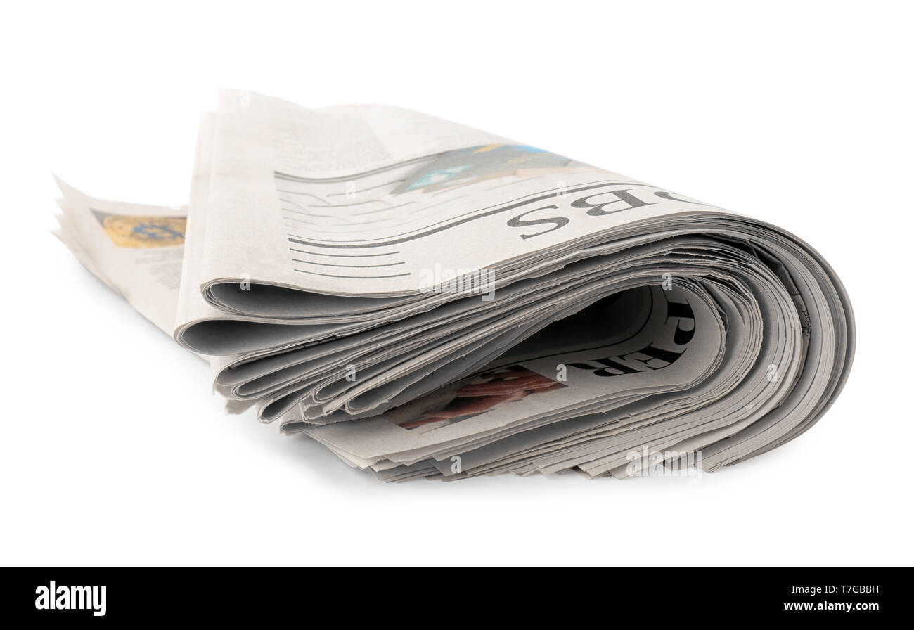 Folded newspapers on white background Stock Photo - Alamy