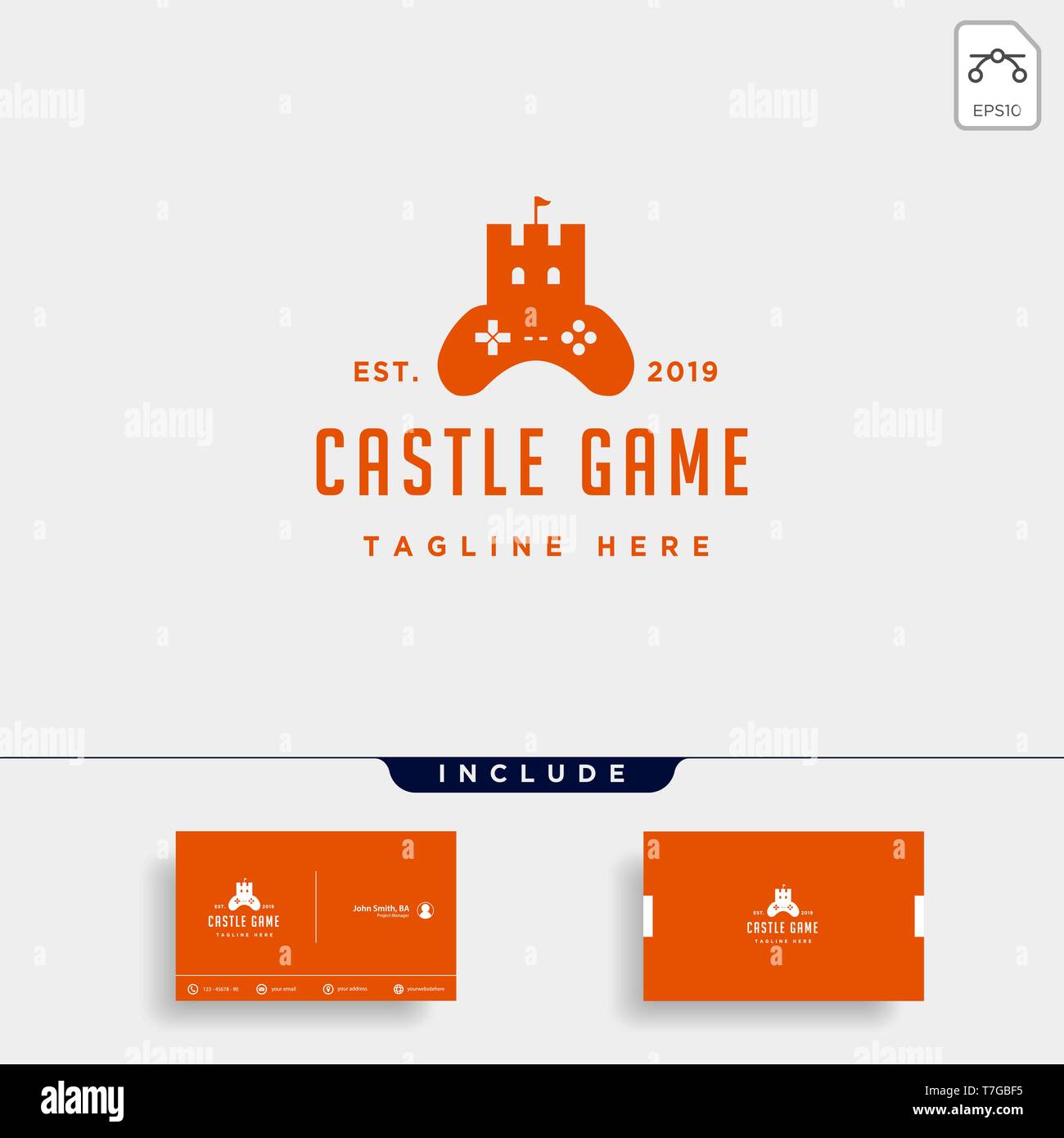 castle game logo design template concept controller - vector Stock ...