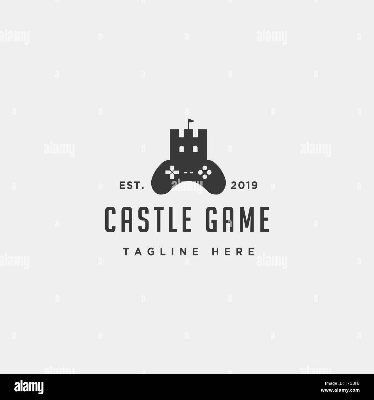 castle game logo design template concept controller - vector Stock ...