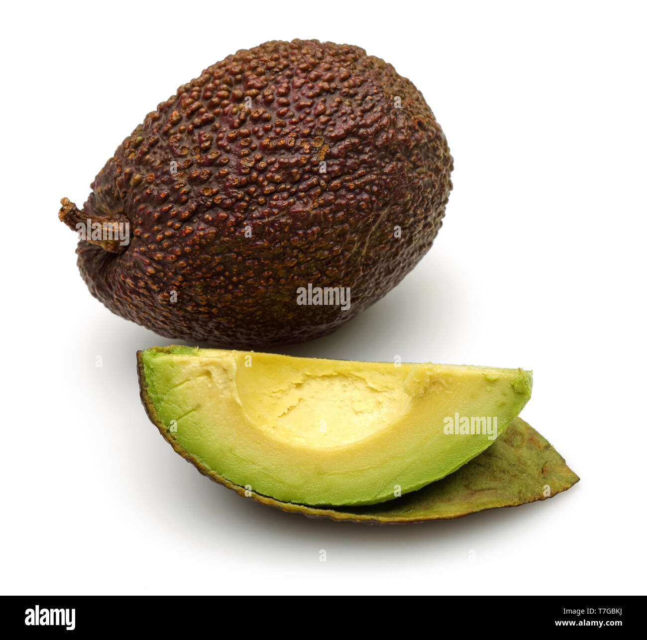 Fresh ripe avocado with slices isolated on white background Stock Photo ...