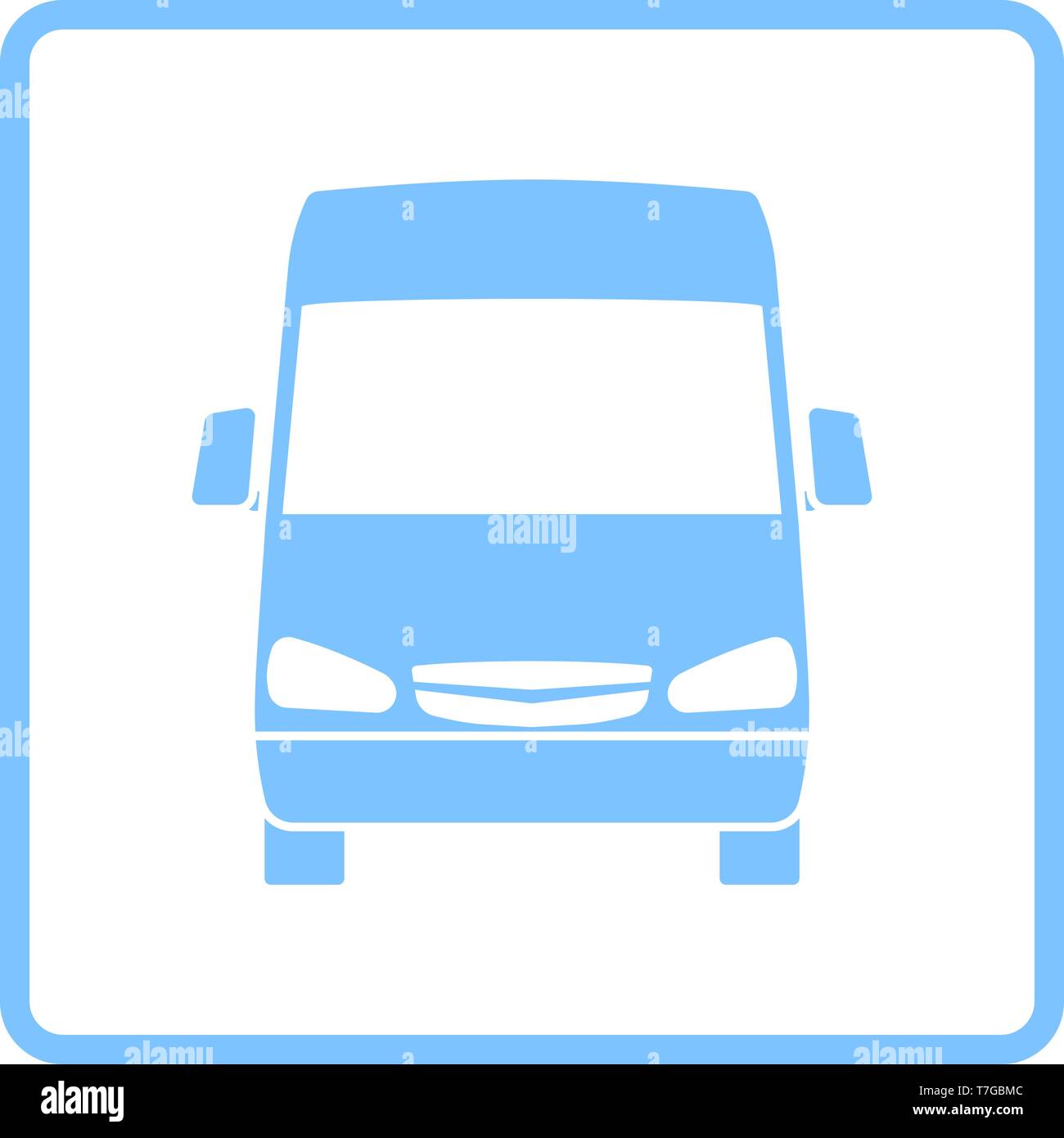 Van Icon Front View. Blue Frame Design. Vector Illustration Stock ...