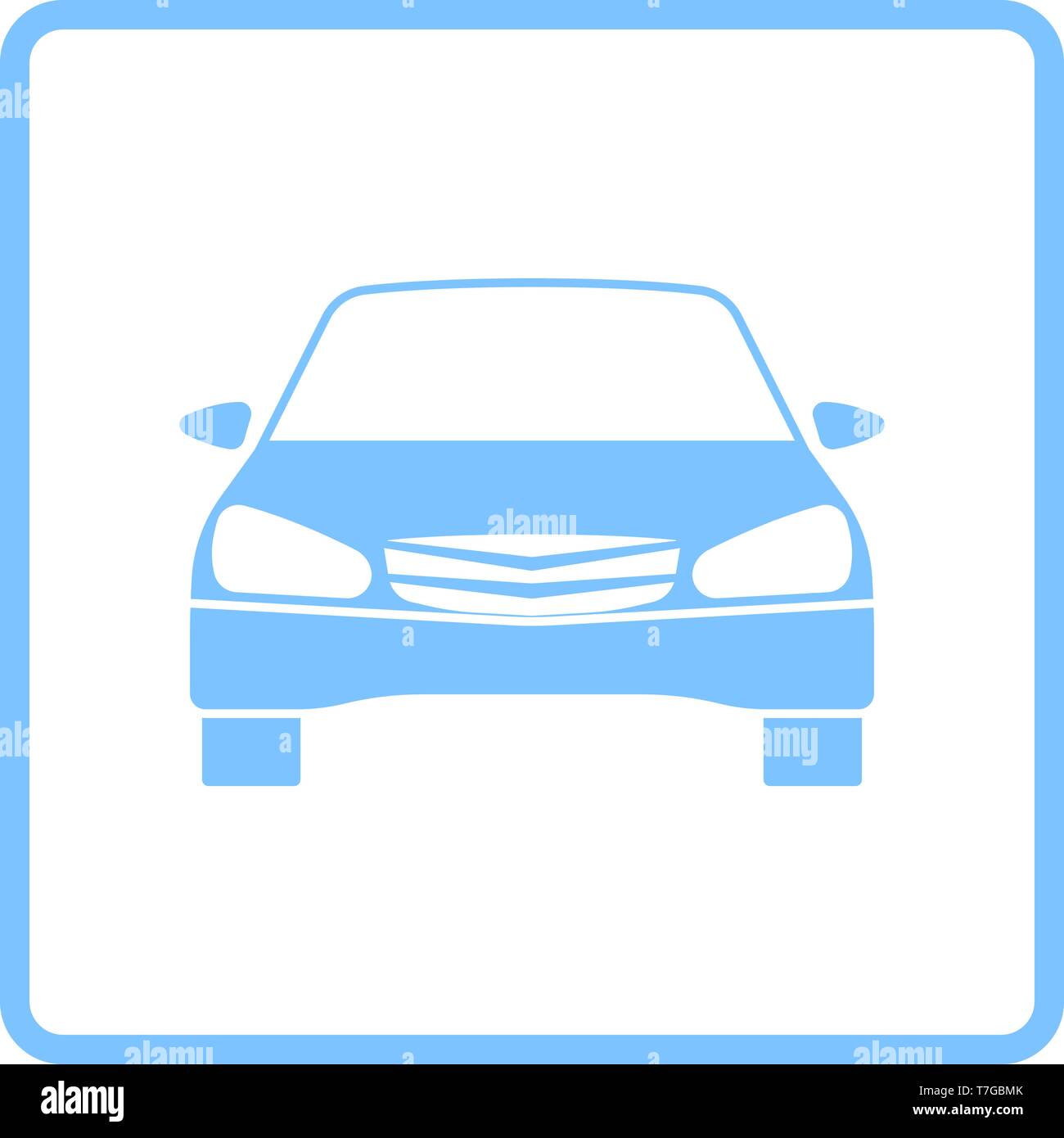 Sedan Car Icon Front View. Blue Frame Design. Vector Illustration Stock ...