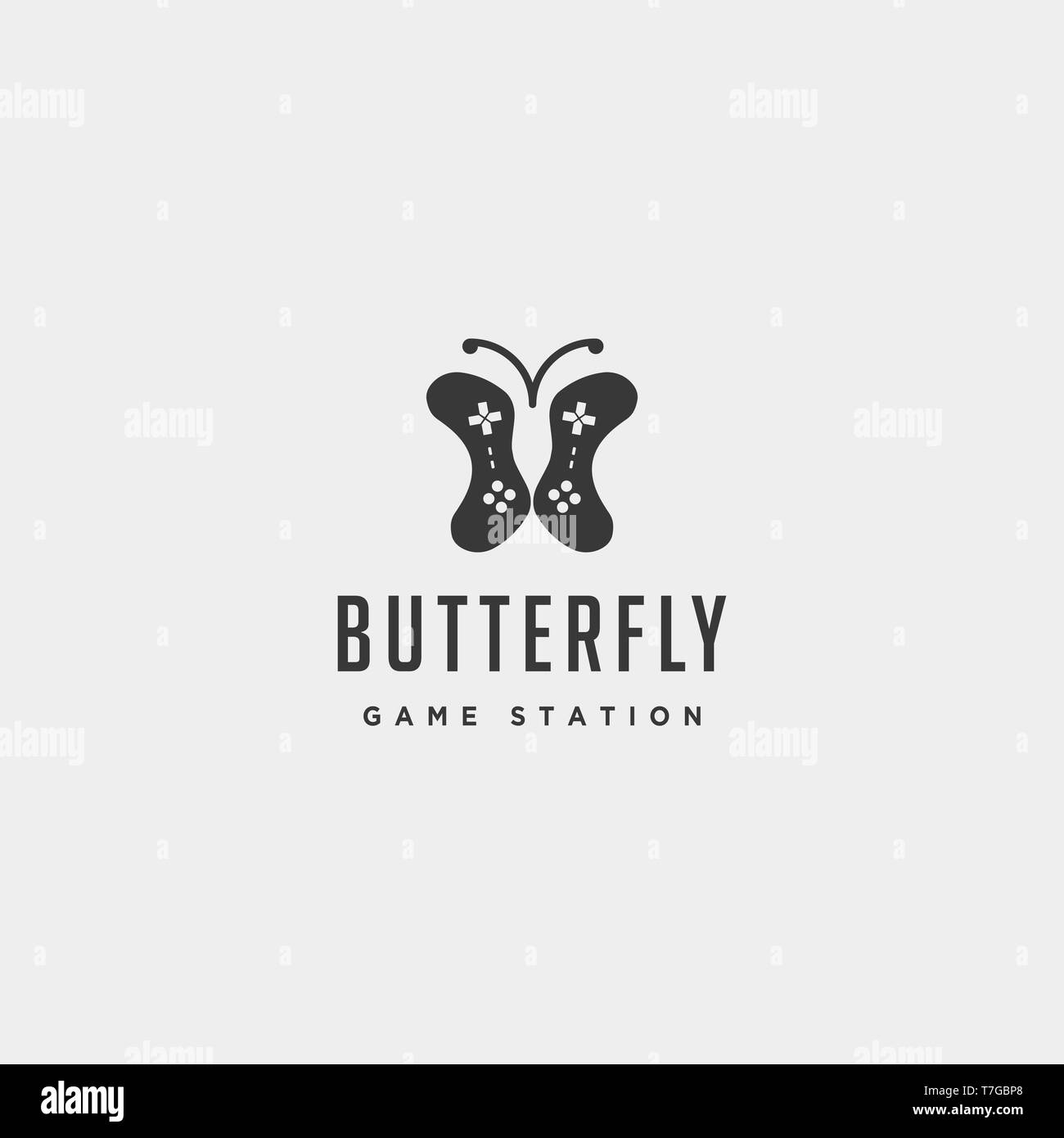 butterfly game logo design template animal concept controller ...
