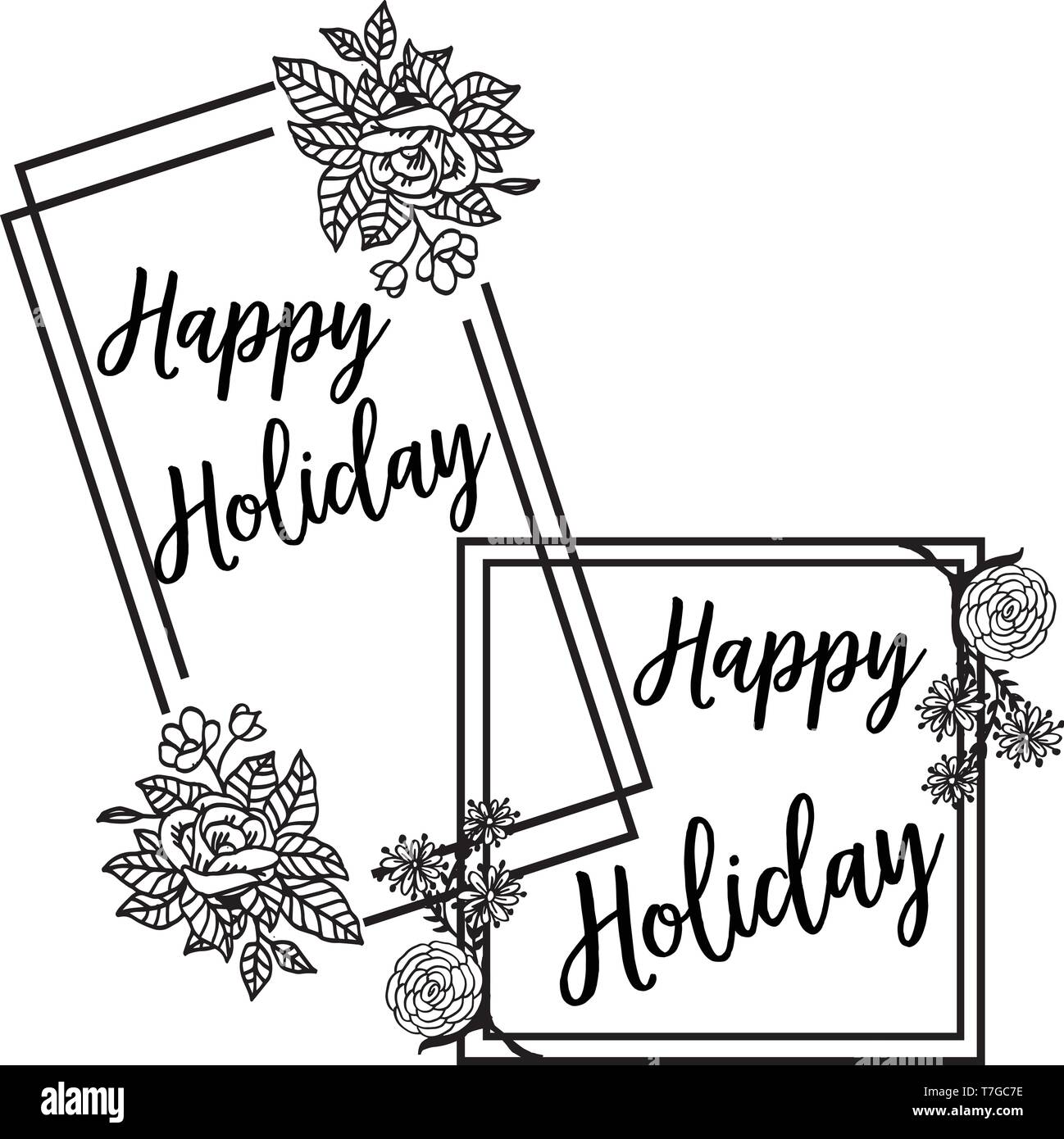 Vector illustration various flower frame for lettering of beautiful ...