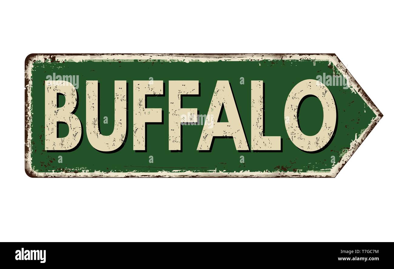 Buffalo vintage rusty metal sign on a white background, vector ...