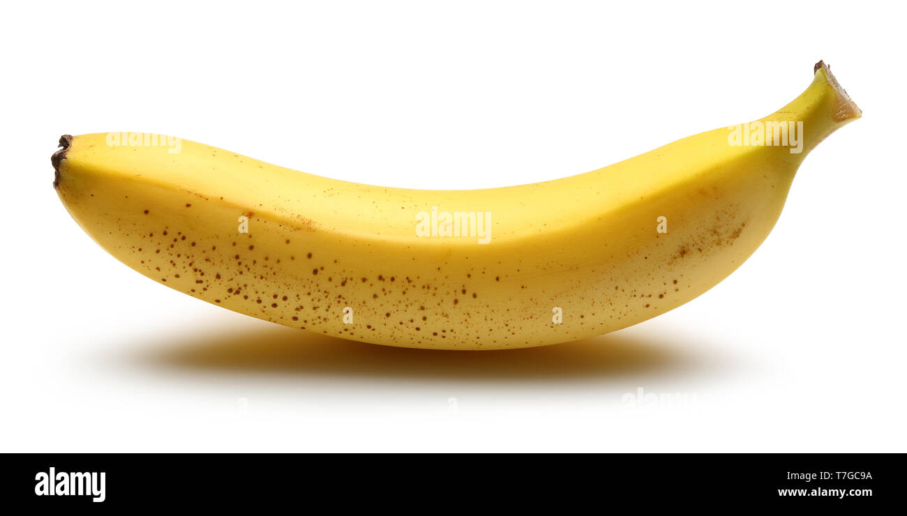 Single ripe banana isolated on white background Stock Photo - Alamy
