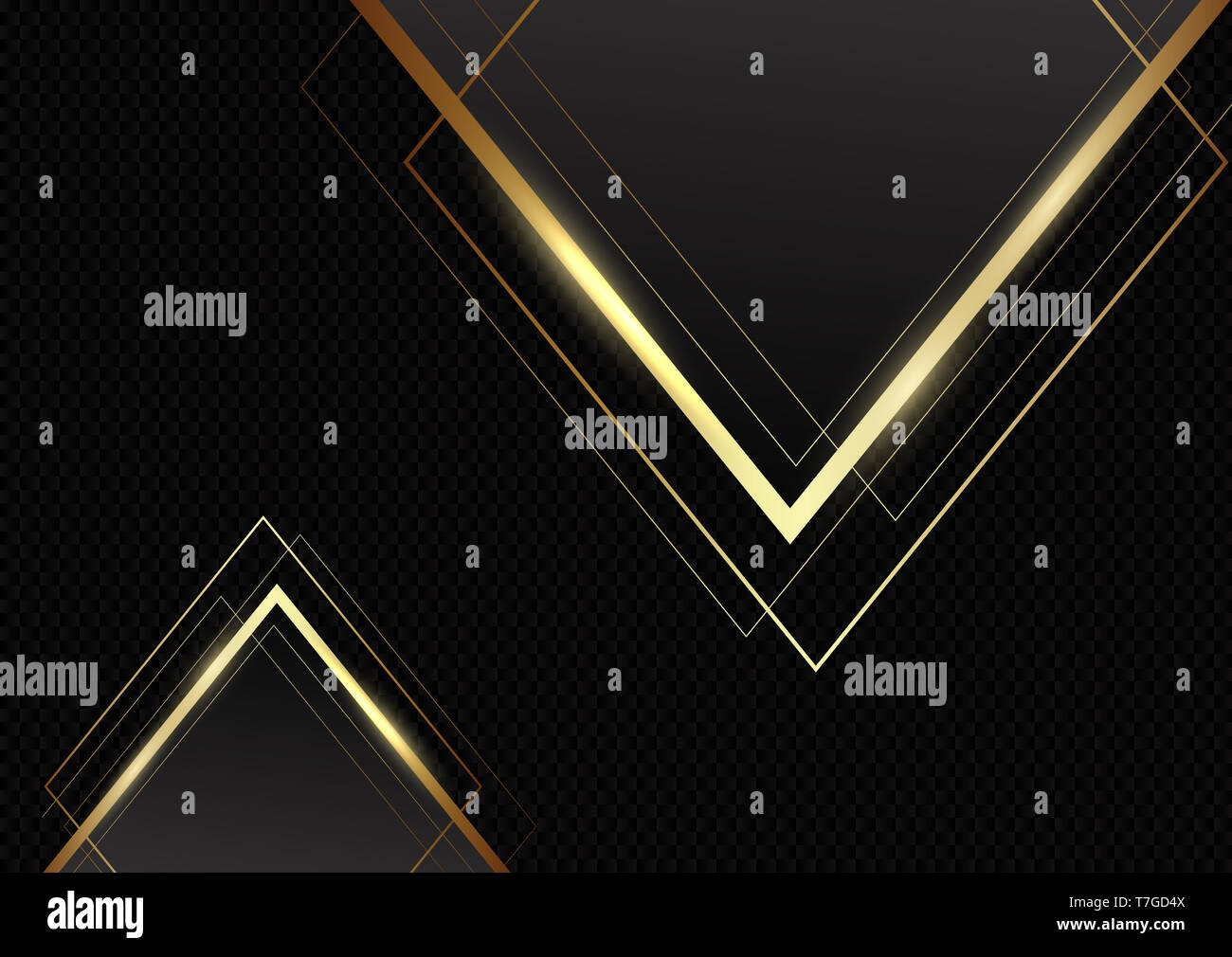 Abstract background with metallic gold triangles on carbon fibre ...