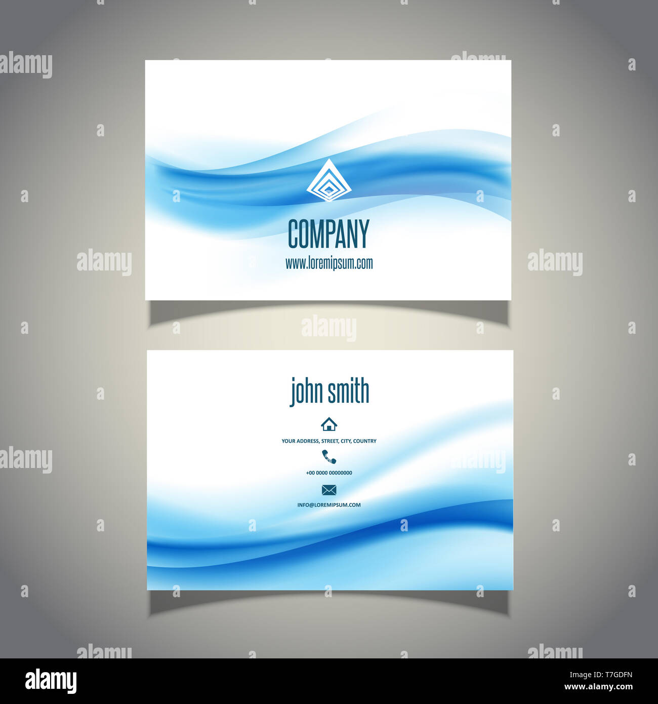 Business card template with a waves design Stock Photo - Alamy