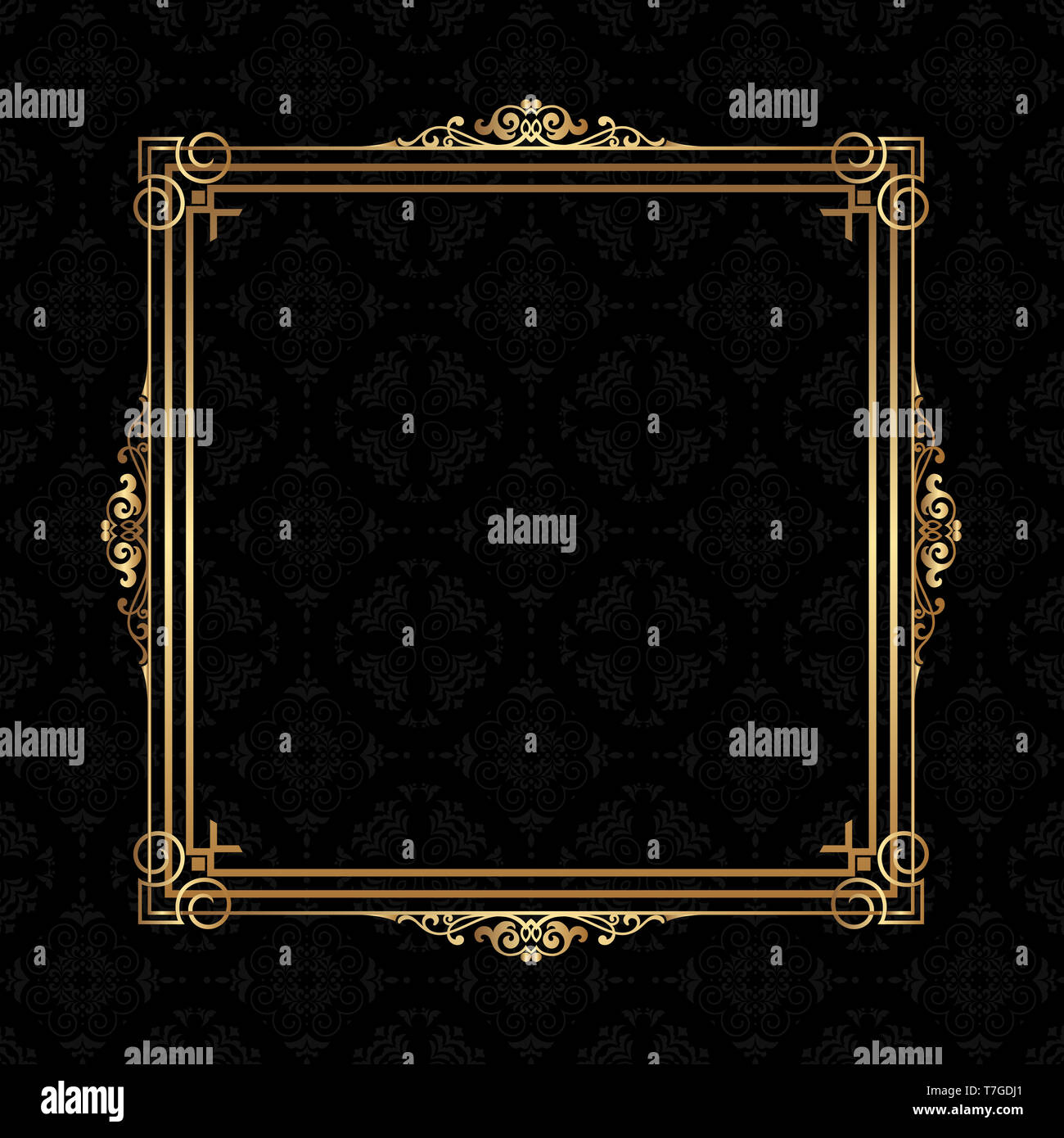 Decorative gold frame on a Damask pattern background Stock Photo - Alamy