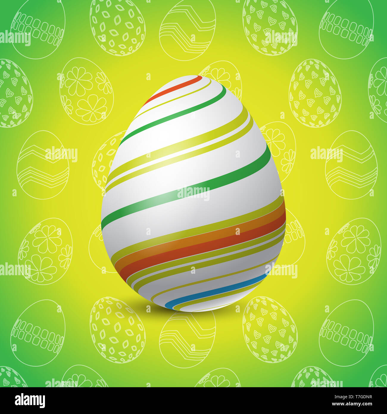 Striped Easter egg on an Easter egg pattern background Stock Photo - Alamy