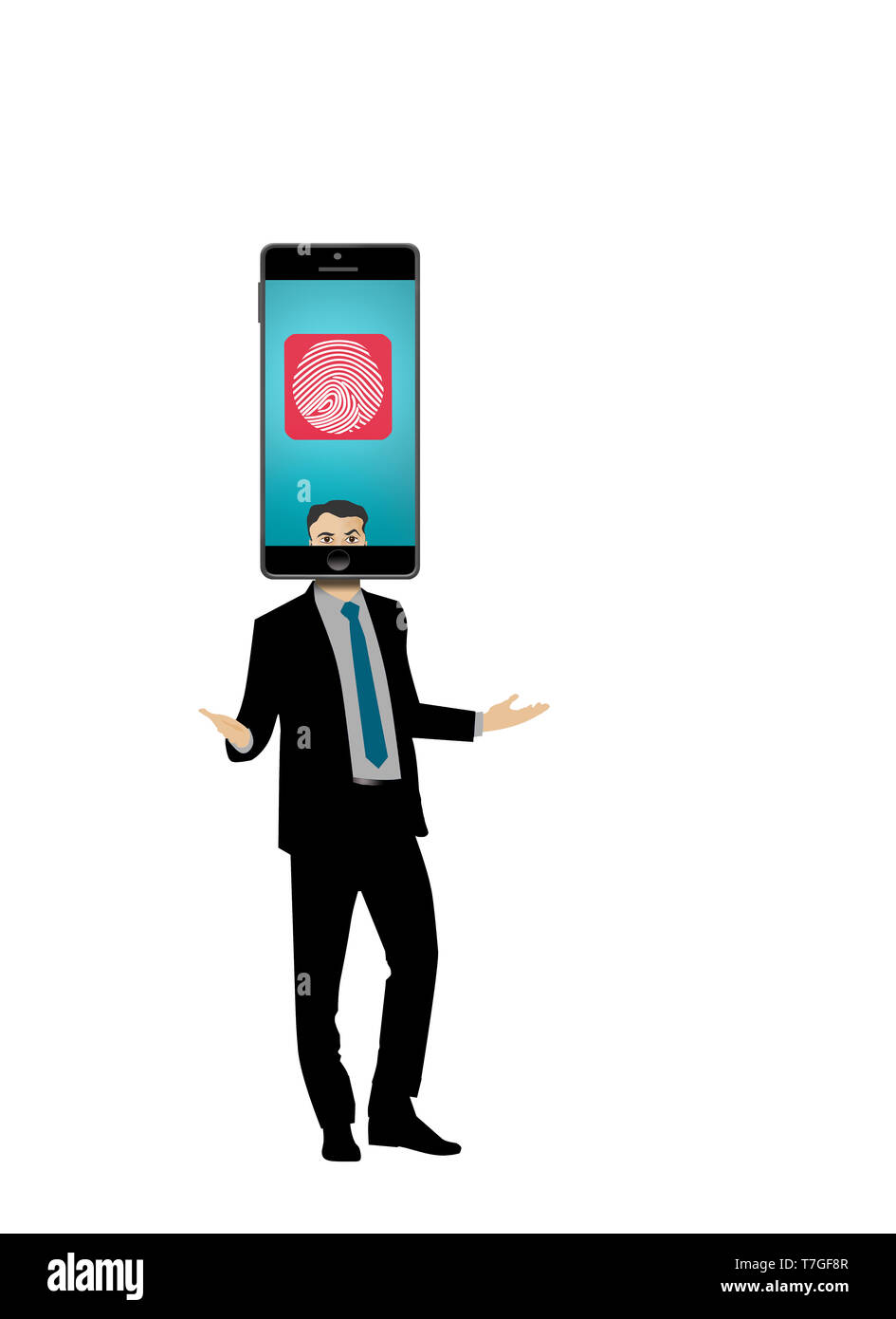 Phone security fingerprint scan Cut Out Stock Images & Pictures - Alamy