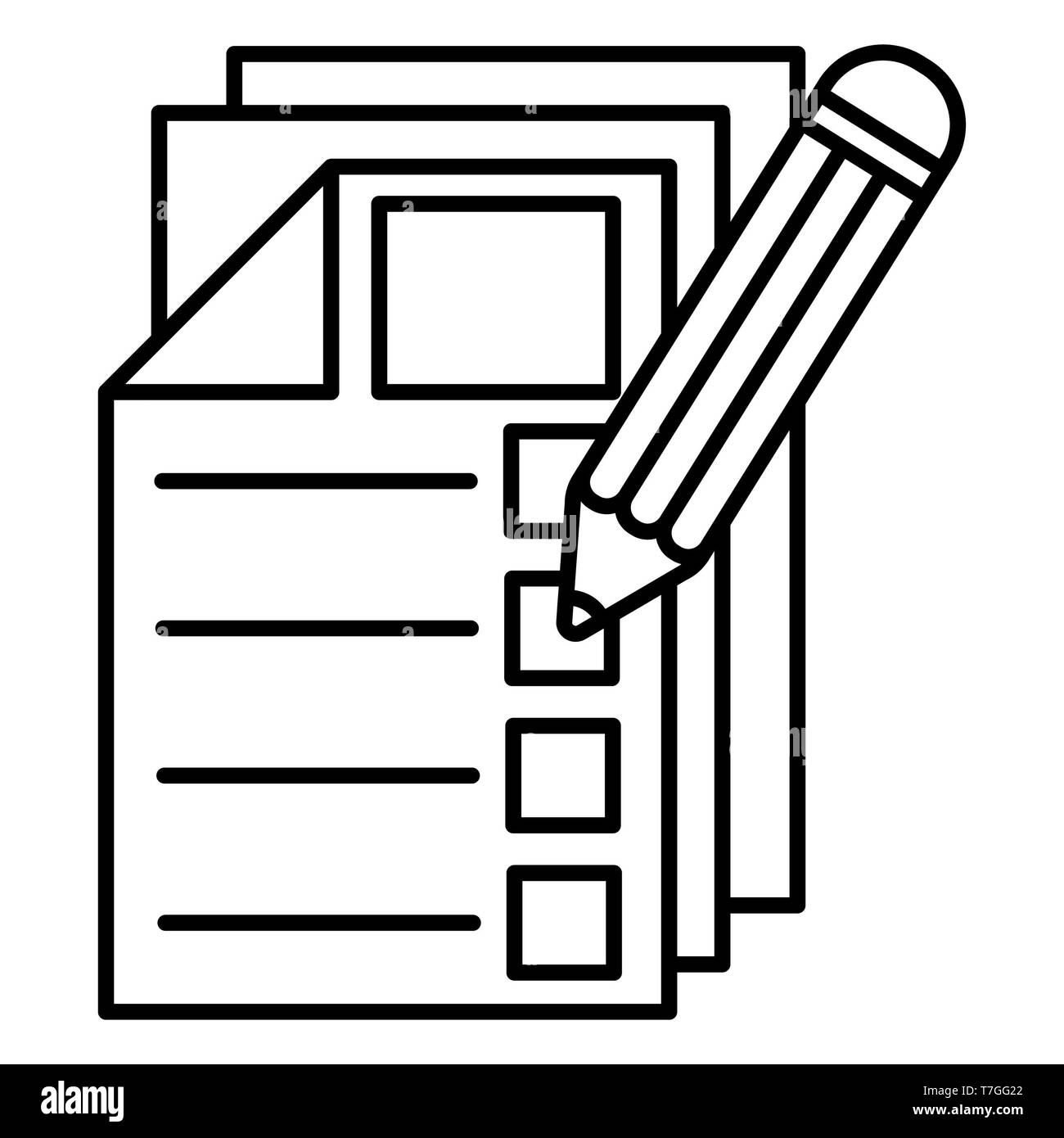 Exam Icon, Vector Illustration, Education Outline Stock Photo - Alamy