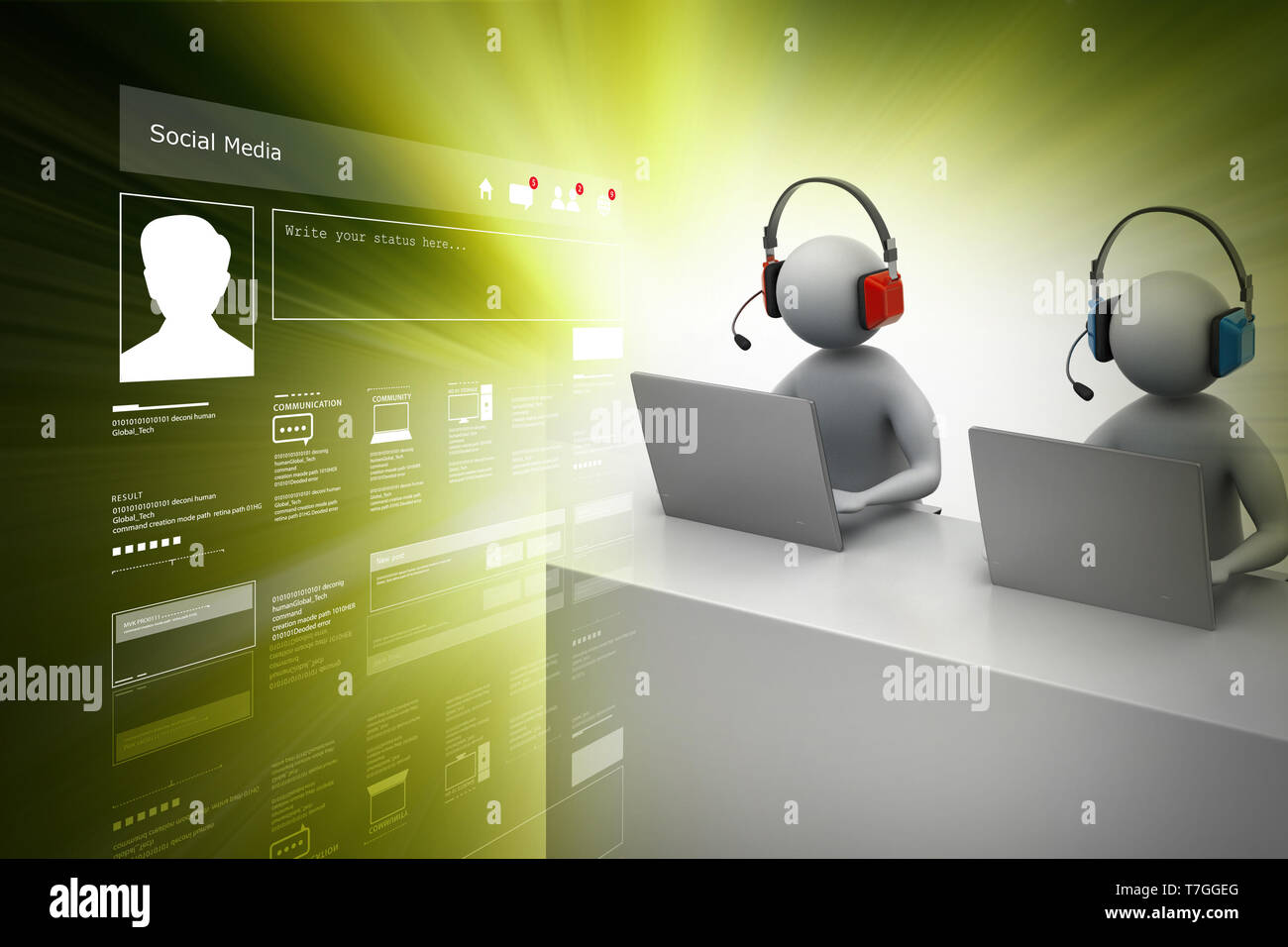 3D man with headset talking over the phone Stock Photo - Alamy