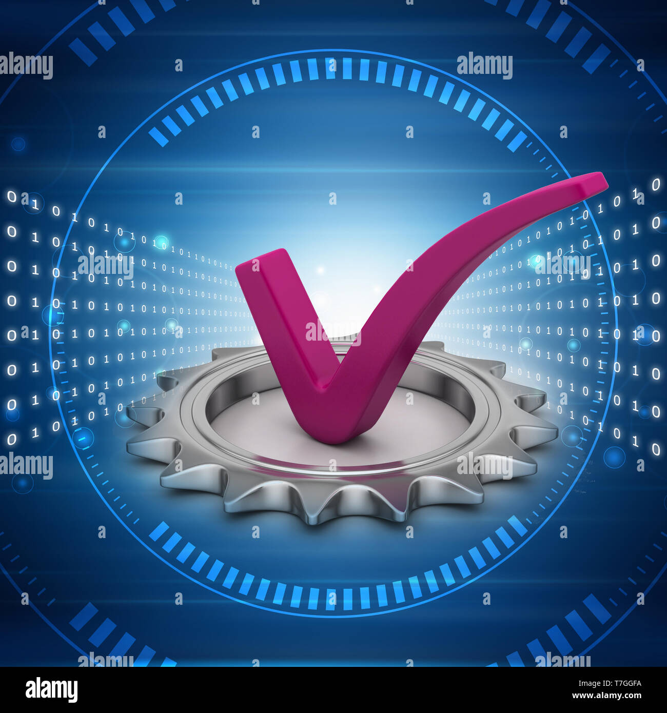Gear wheel with check mark Stock Photo - Alamy