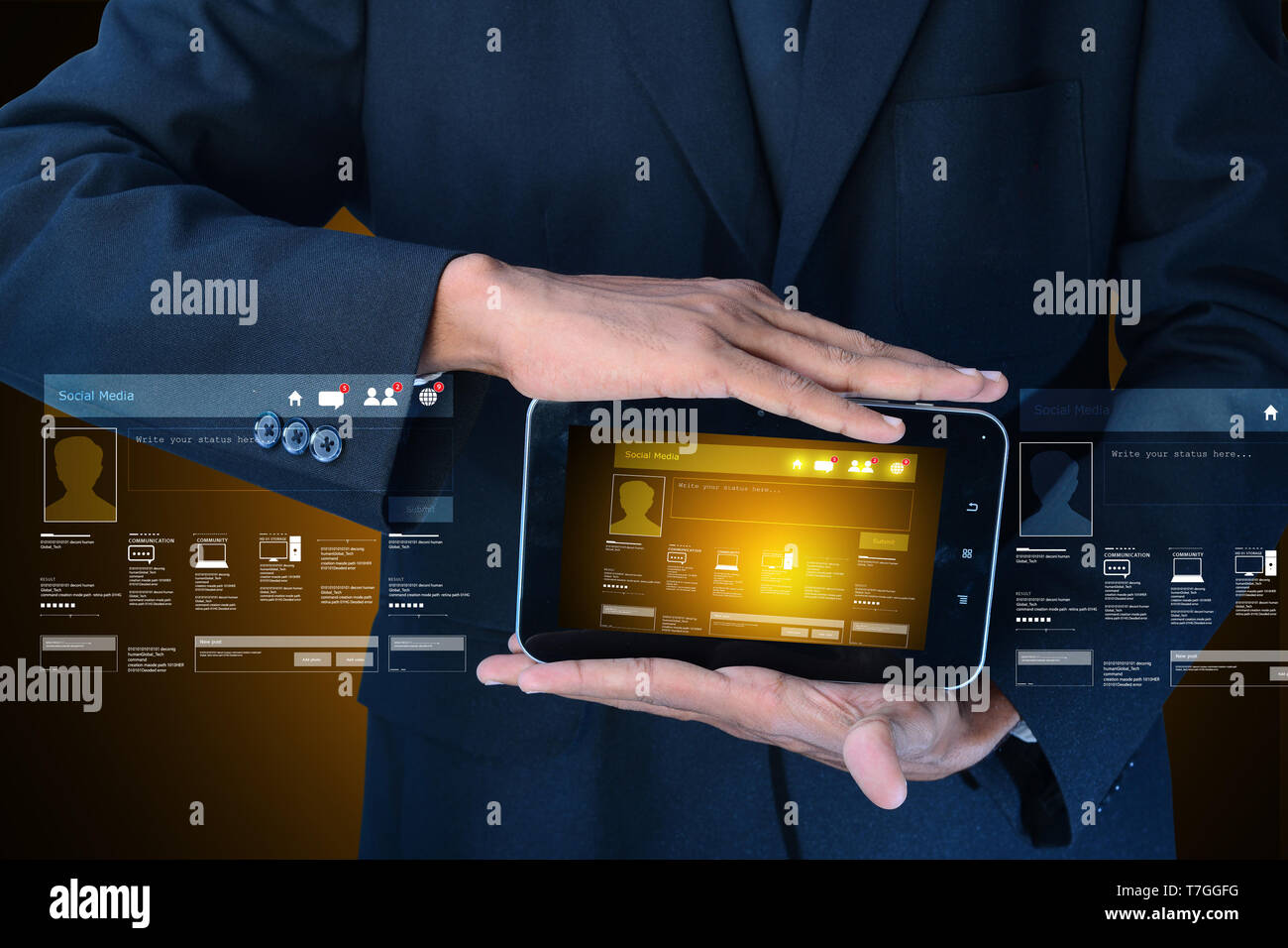 Social network concept showing the tablet computer Stock Photo - Alamy