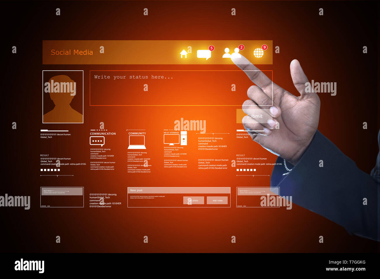 Man showing networking with virtual display Stock Photo - Alamy
