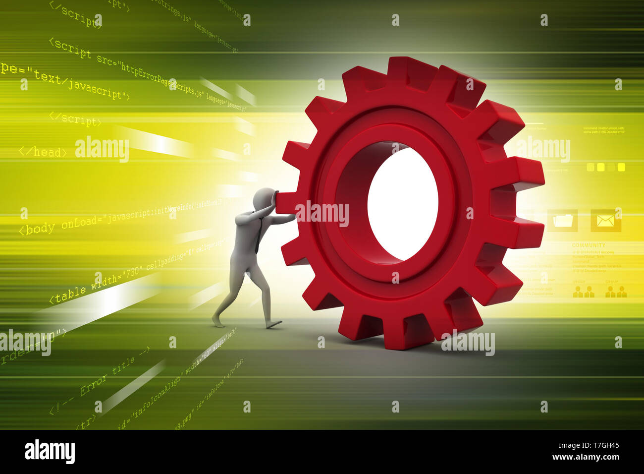 3d man pushing gear hi-res stock photography and images - Alamy