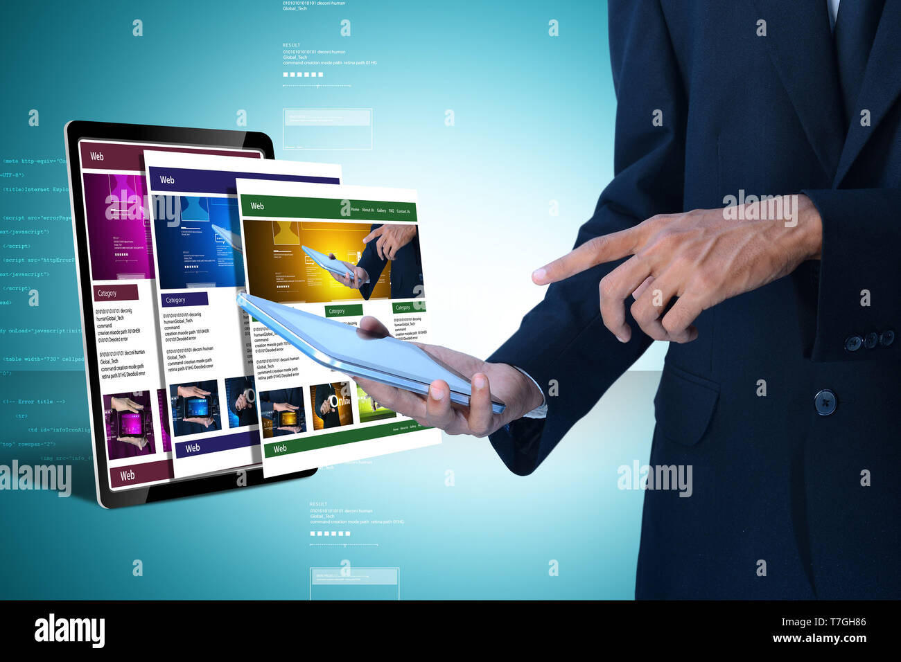 business man showing web page Stock Photo - Alamy