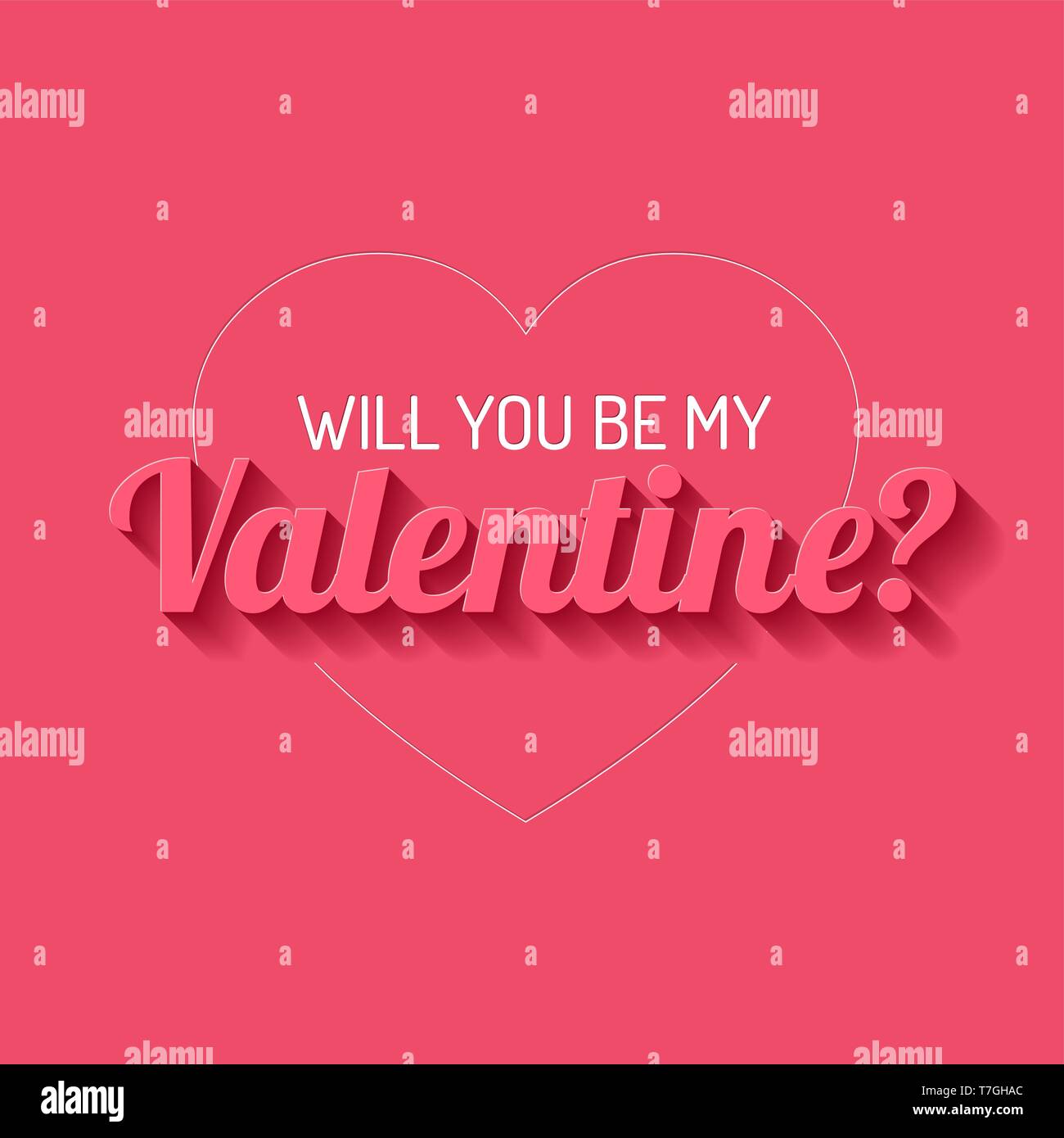 Vector Happy Valentine's card with text Will you be my Valentine Stock ...