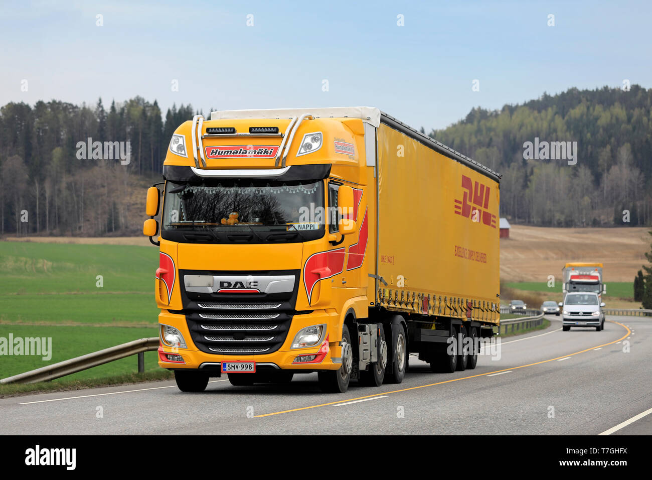 Salo, Finland - April 26, 2019: Yellow DAF XF480 FTG truck of ...