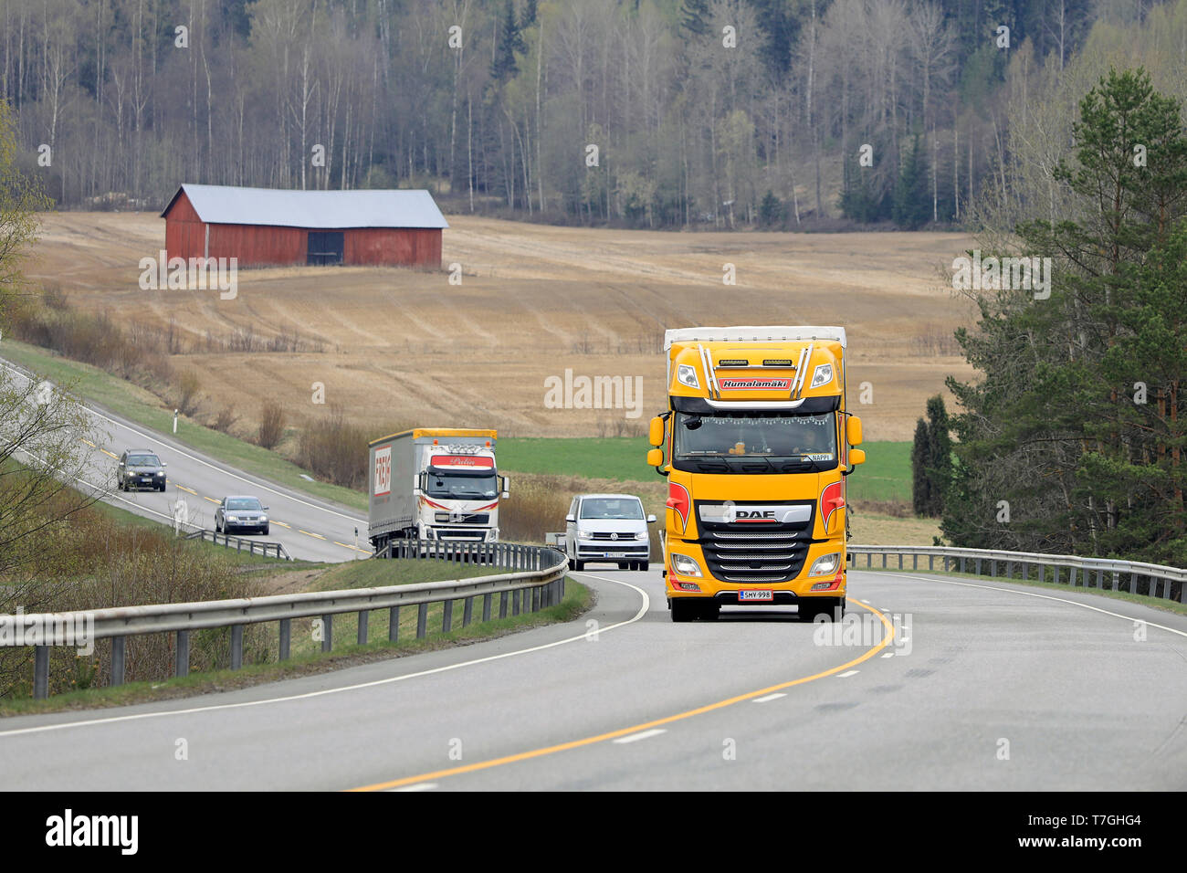 Salo, Finland - April 26, 2019: Yellow DAF XF480 FTG truck of ...