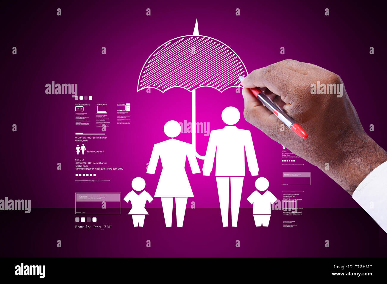 Man writing family icon Stock Photo - Alamy