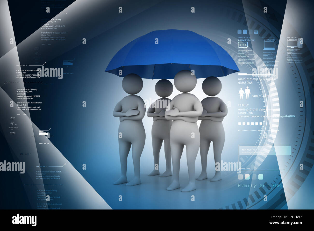 3d people under an umbrella, team work concept Stock Photo - Alamy