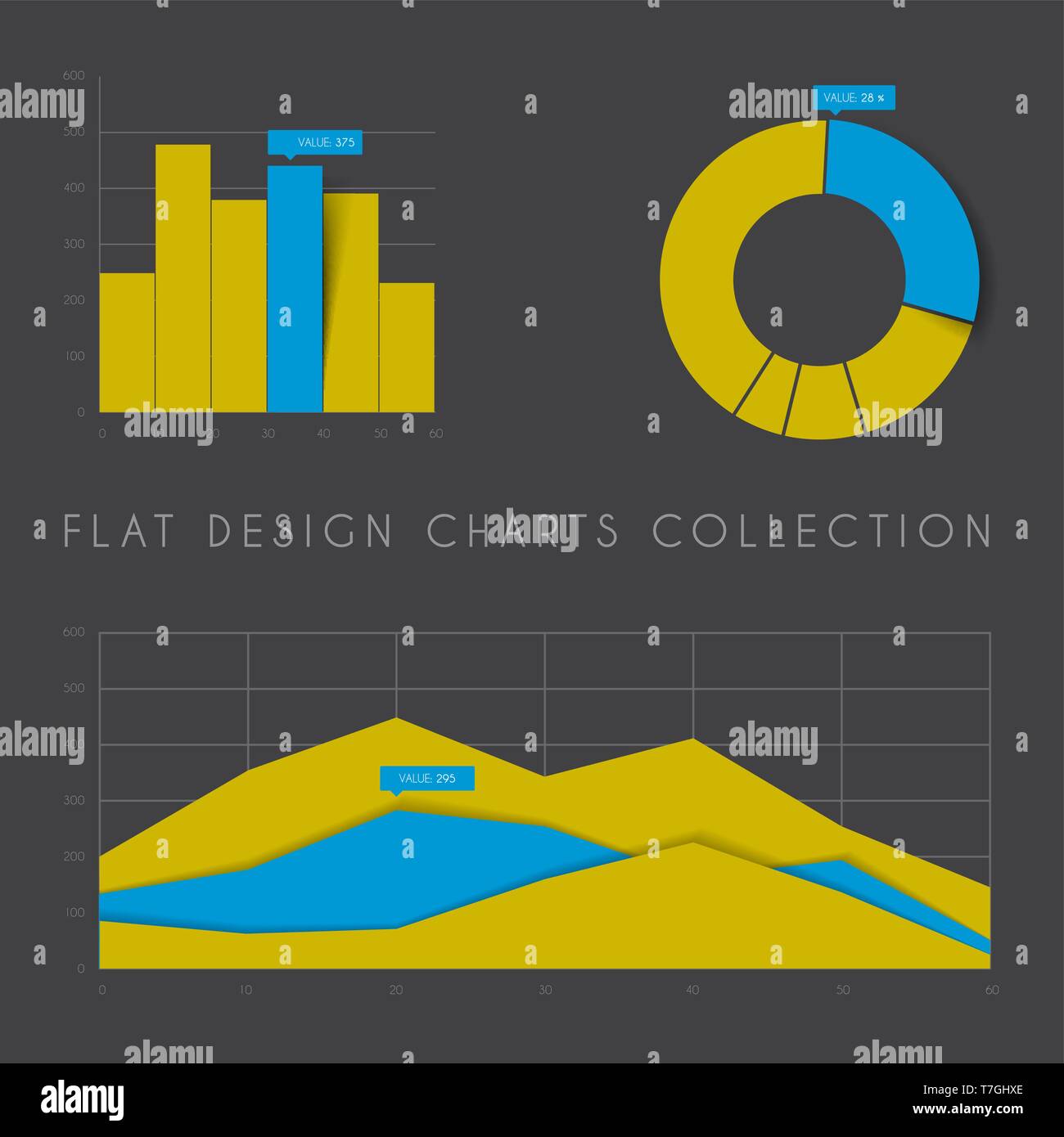 Set of vector flat design infographics statistics charts and graphs ...