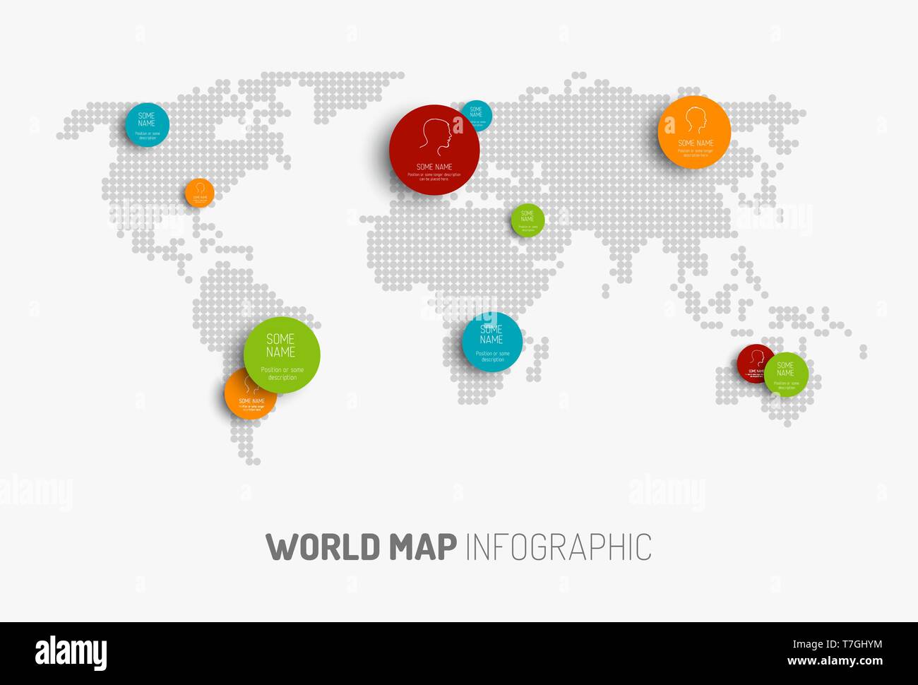 Light World Map With Pointer Marks Communication Concept Stock Vector