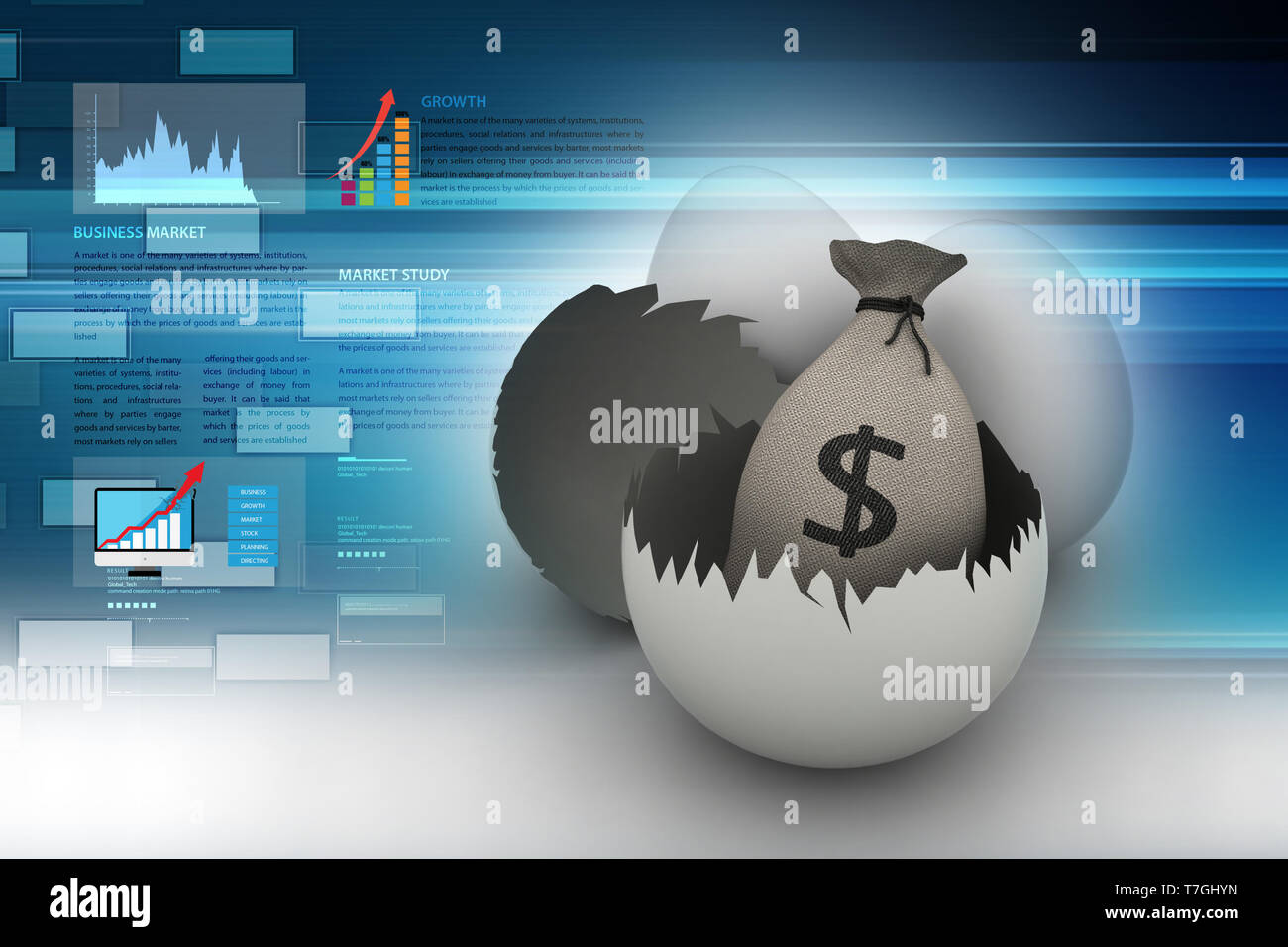 Money bag in egg shell Stock Photo - Alamy