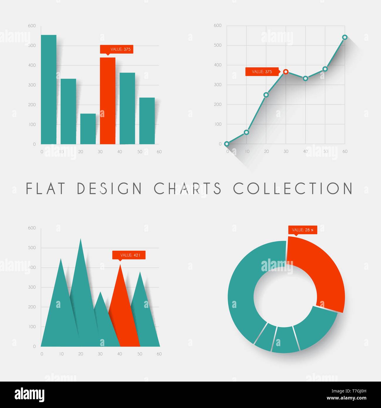 Set of vector flat design infographics statistics charts and graphs ...