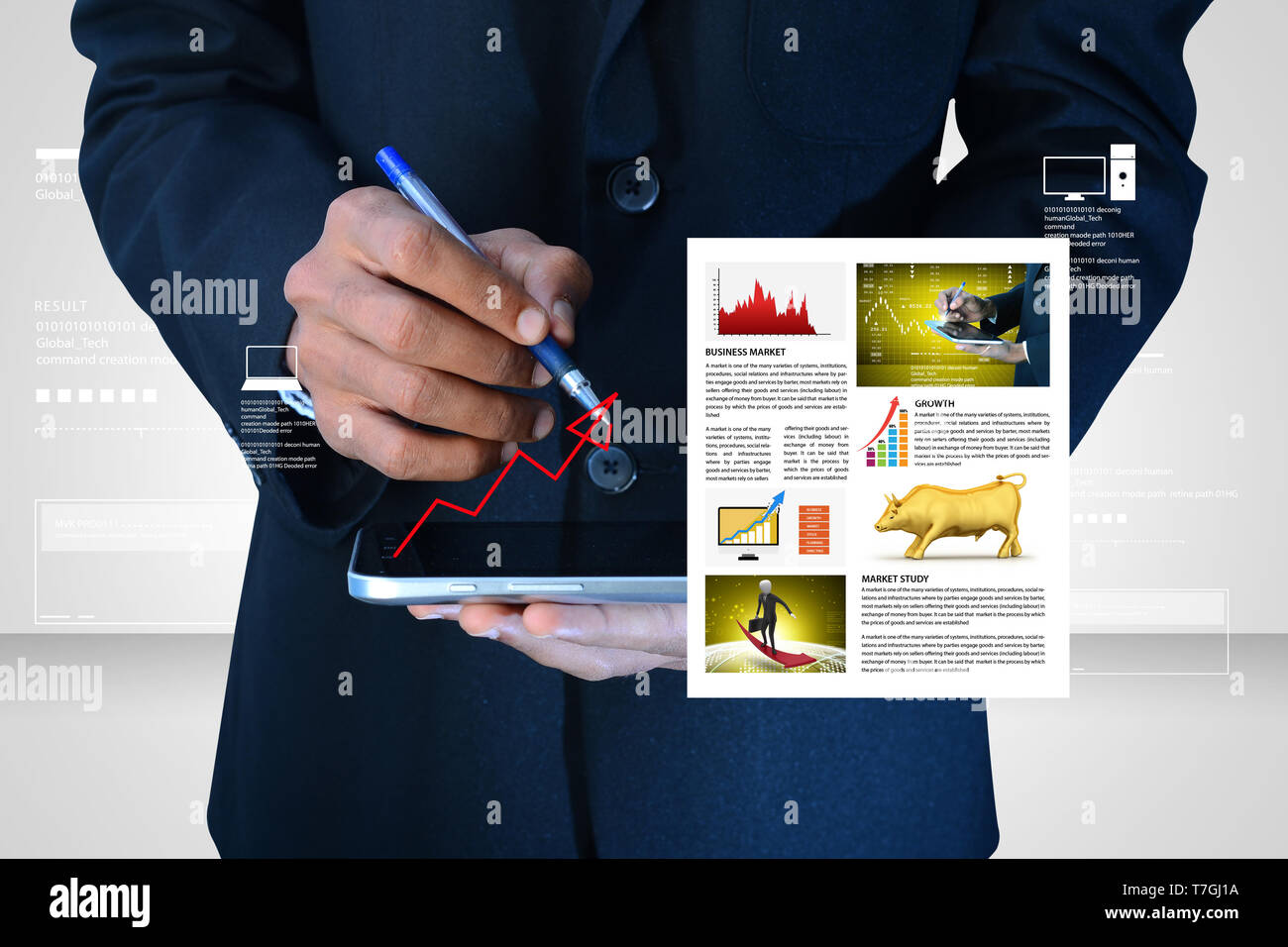 Man showing stock market news Stock Photo - Alamy