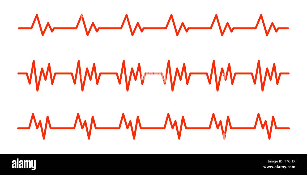 Red heartbeat icons in flat design. Vector illustration. Sign of the ...