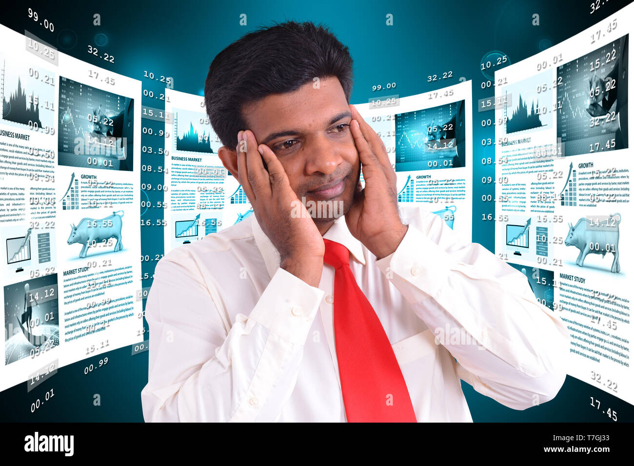 Man thinking the stock market news Stock Photo - Alamy