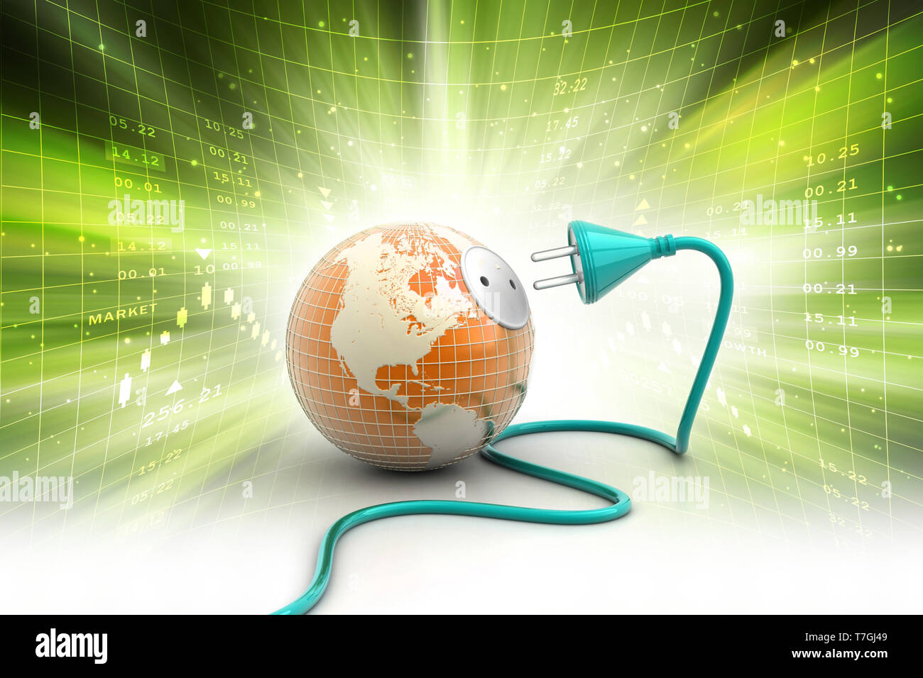 Planet Earth with electric cable Stock Photo - Alamy
