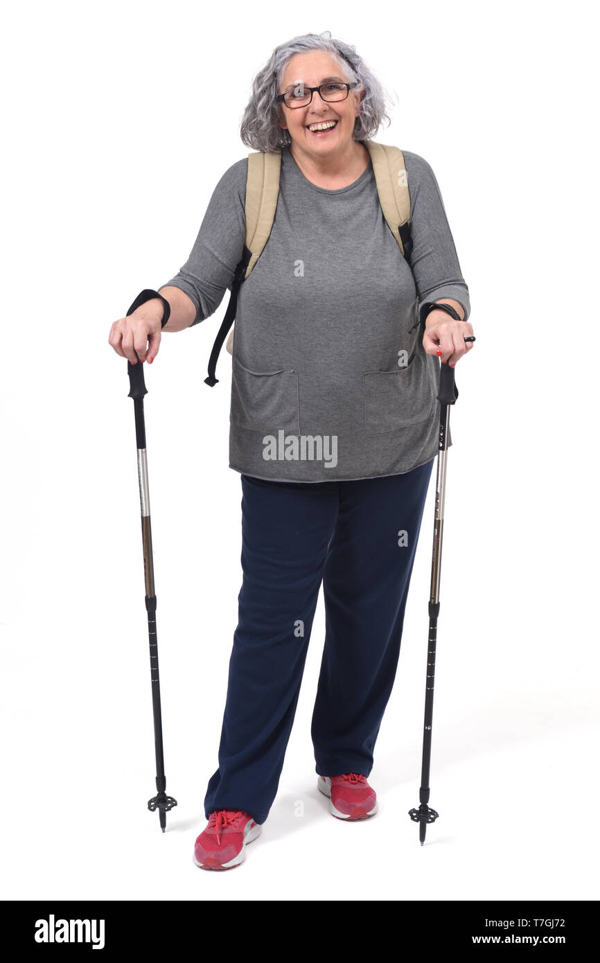 woman hiker on white background Stock Photo - Alamy