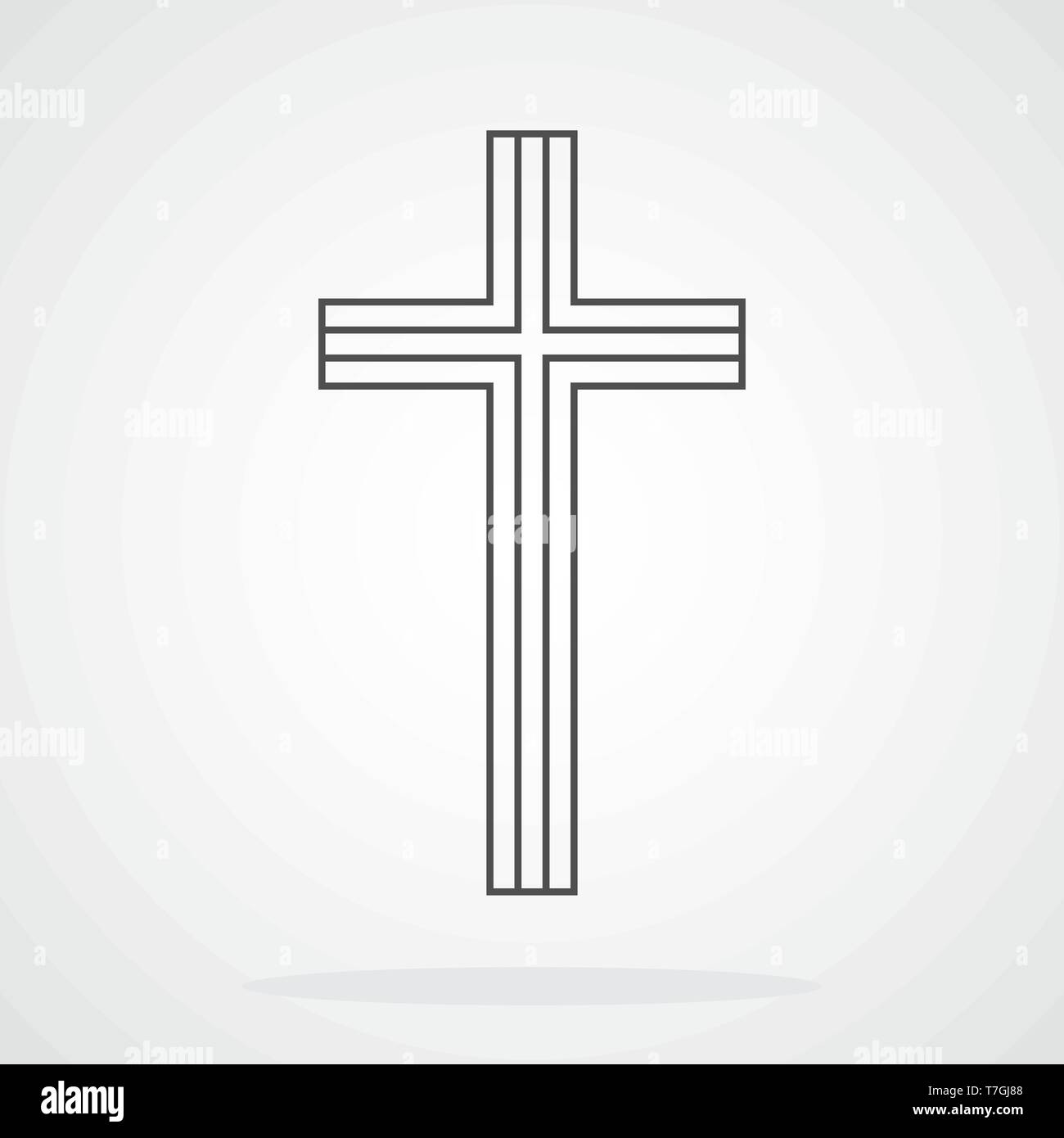 Gray Christian cross icon in flat design. Vector illustration. Abstract ...