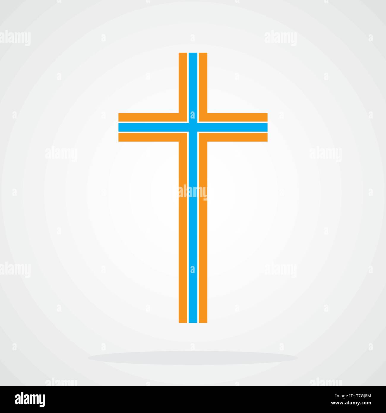 Color Christian cross icon. Vector illustration. Abstract linear ...