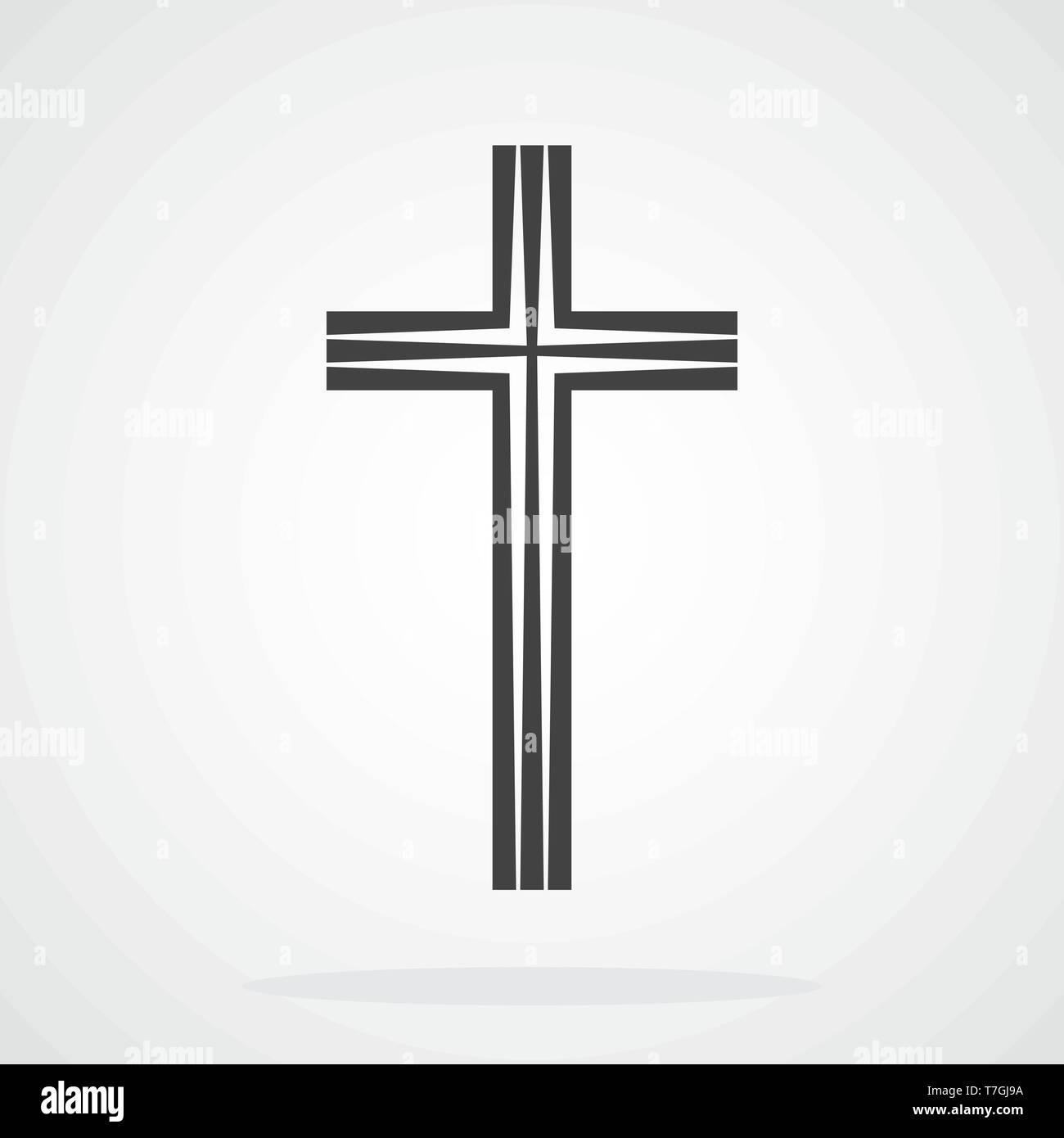 Gray Christian cross icon in flat design. Vector illustration. Abstract ...