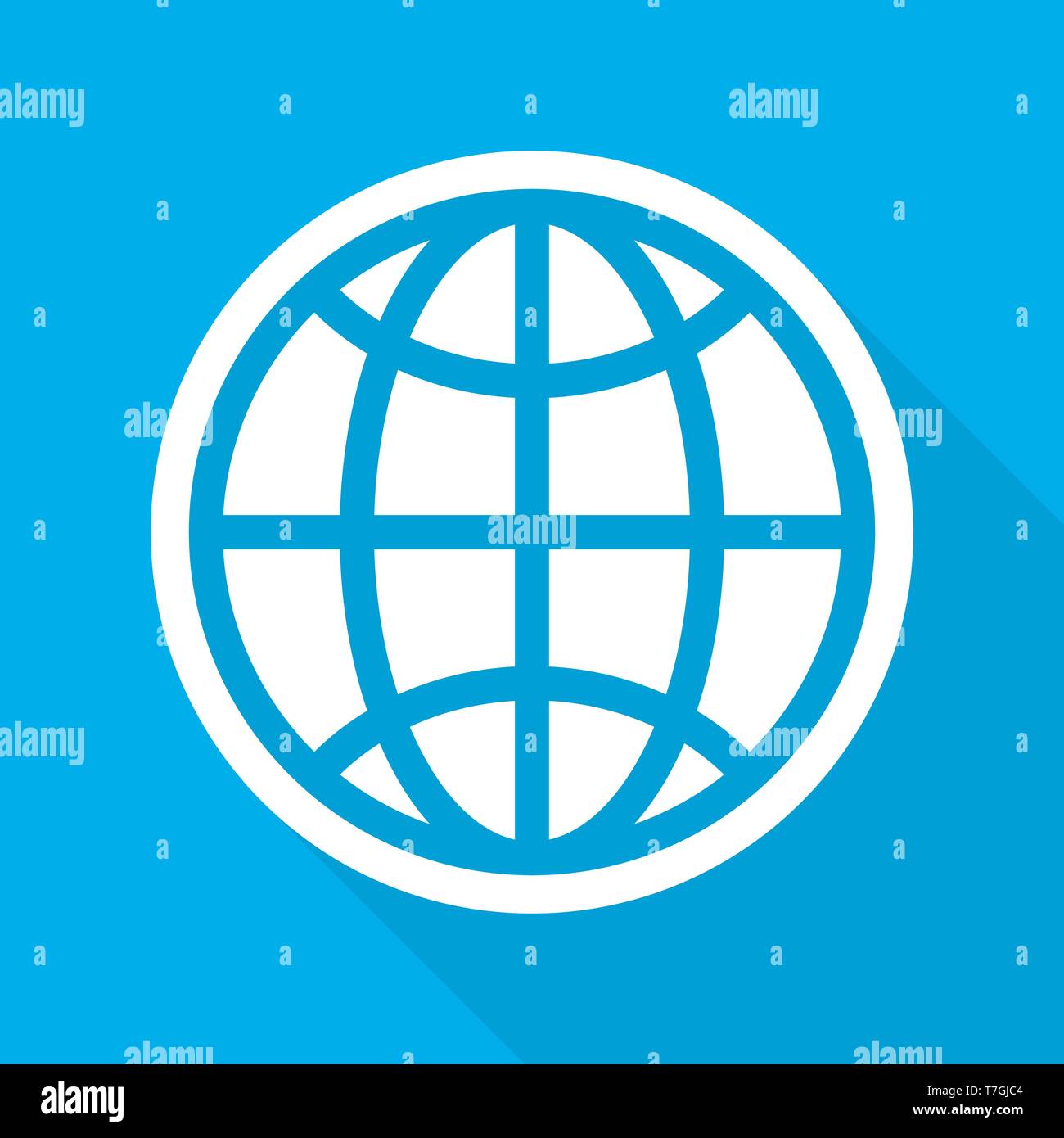 White Globe icon with long shadow. Vector illustration. Symbol of Earth ...
