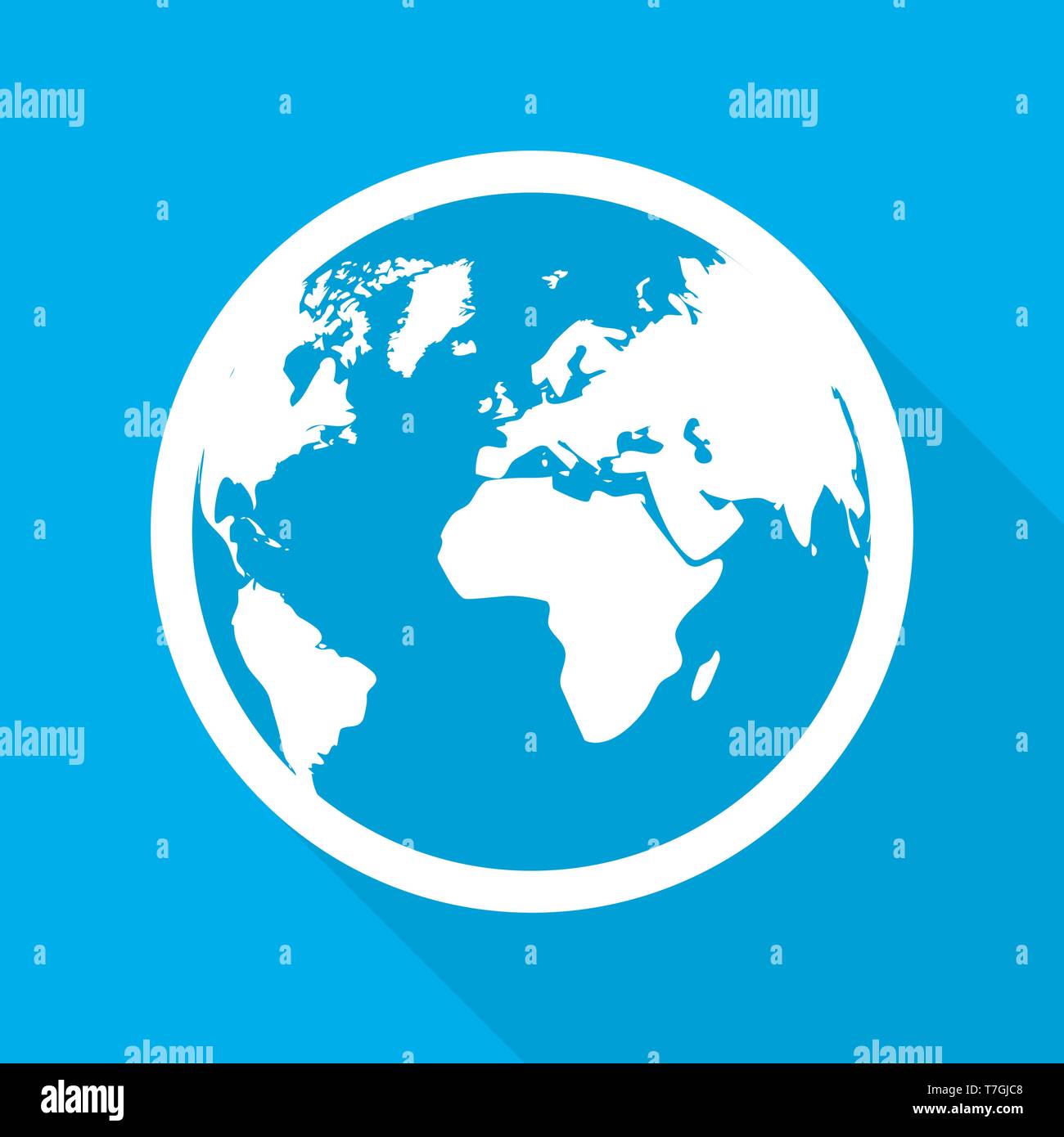 White Globe icon with long shadow. Vector illustration. Symbol of Earth ...