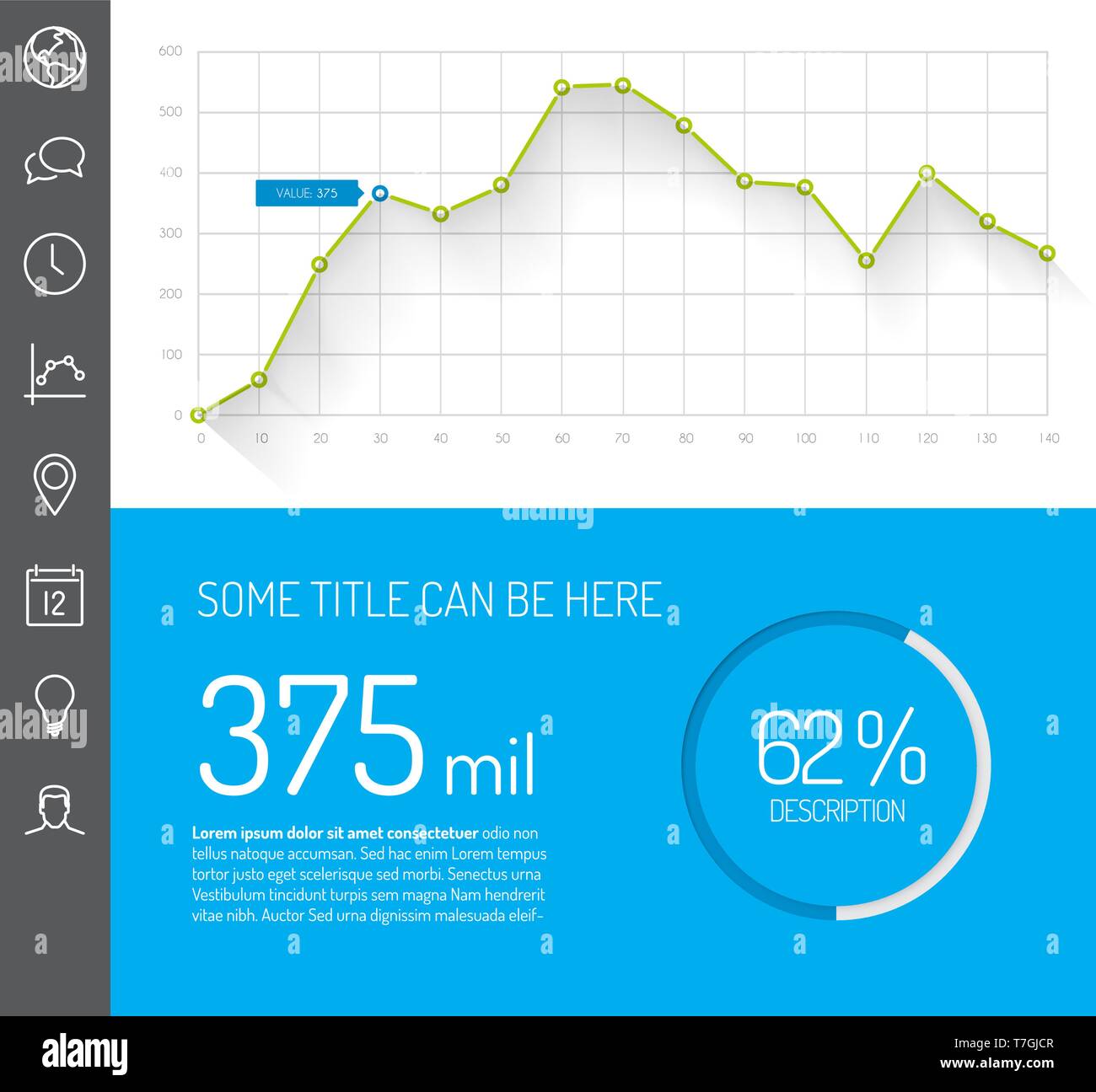 Simple infographic dashboard template with flat design graphs and ...