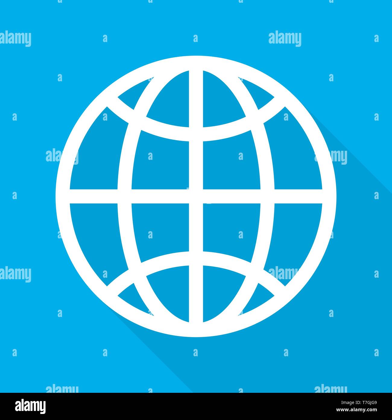 White Globe icon with long shadow. Vector illustration. Symbol of Earth ...