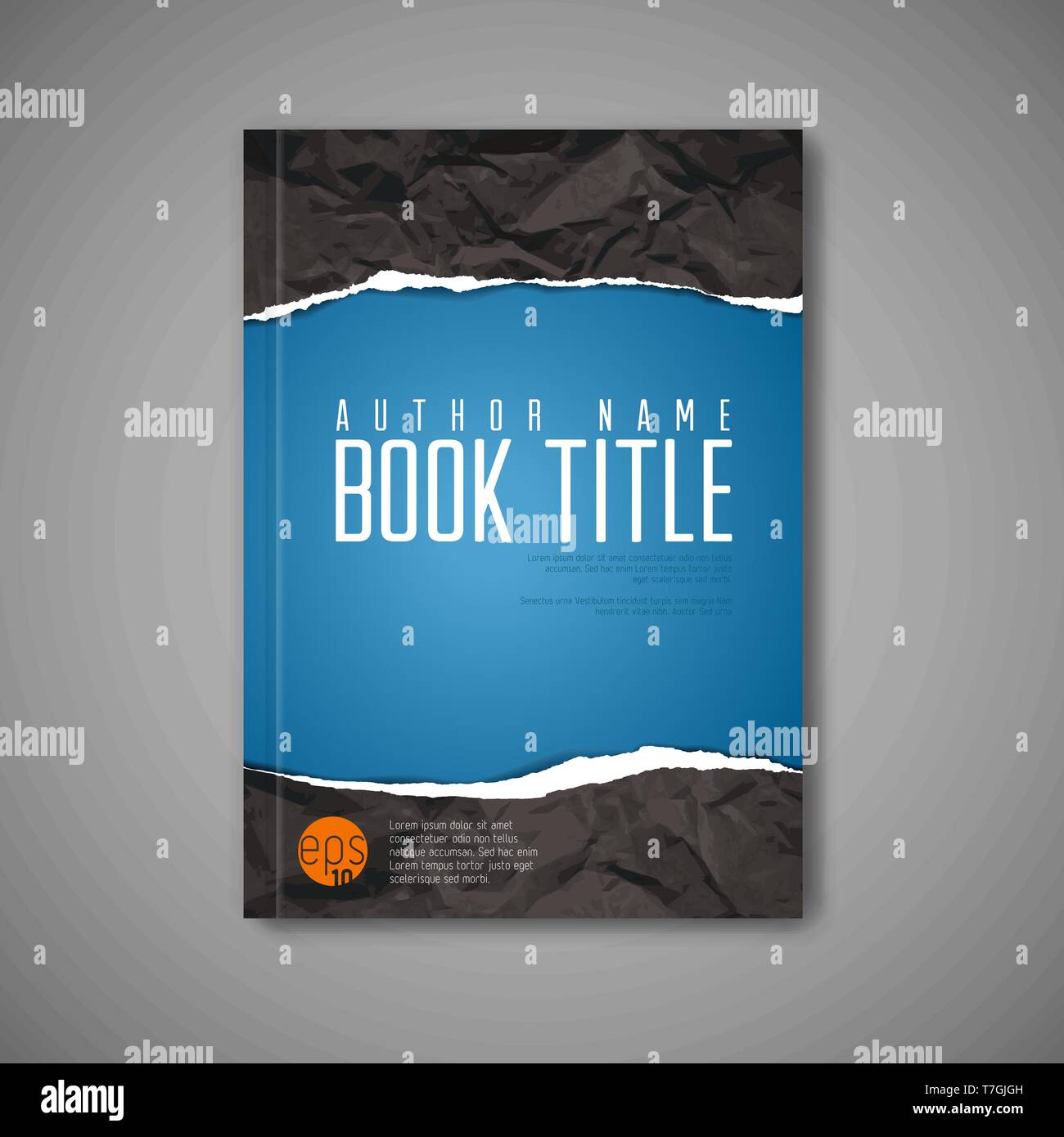 Modern Vector abstract blue book cover template with teared paper Stock ...
