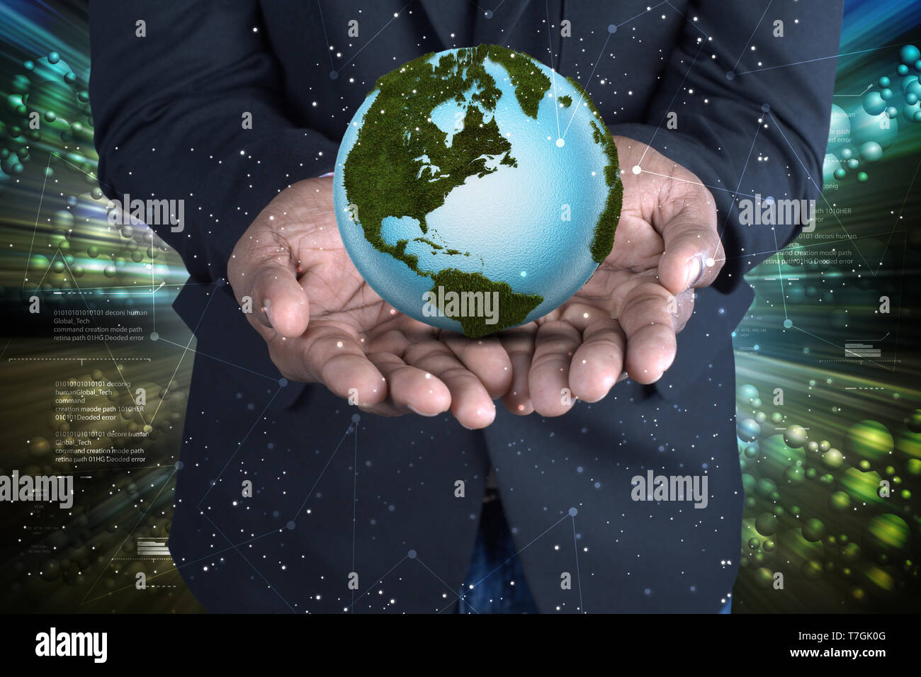 3d man showing globe Stock Photo - Alamy